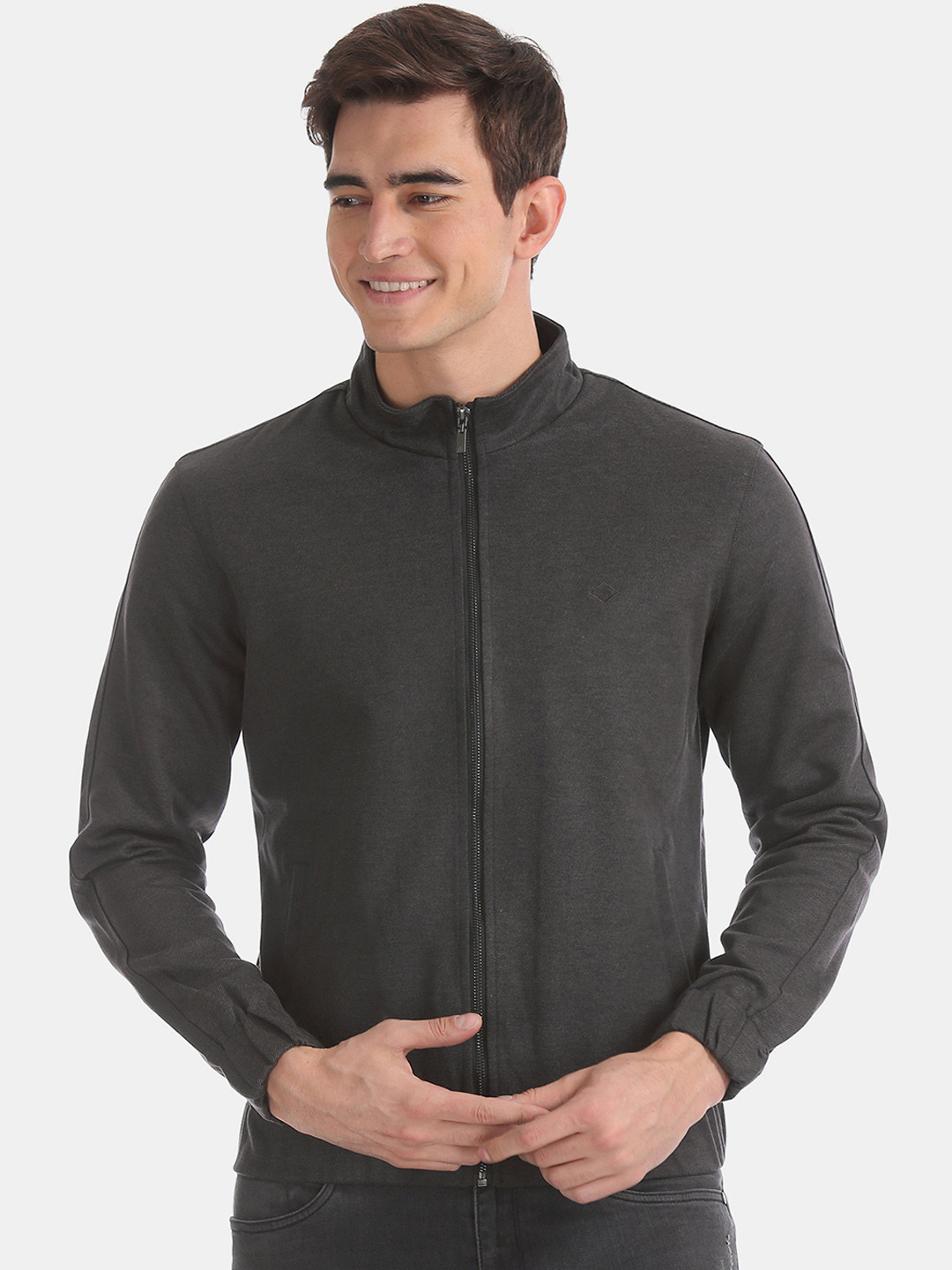 Buy Arrow Sport Men Charcoal Grey Solid Tailored Jacket Jacket ...