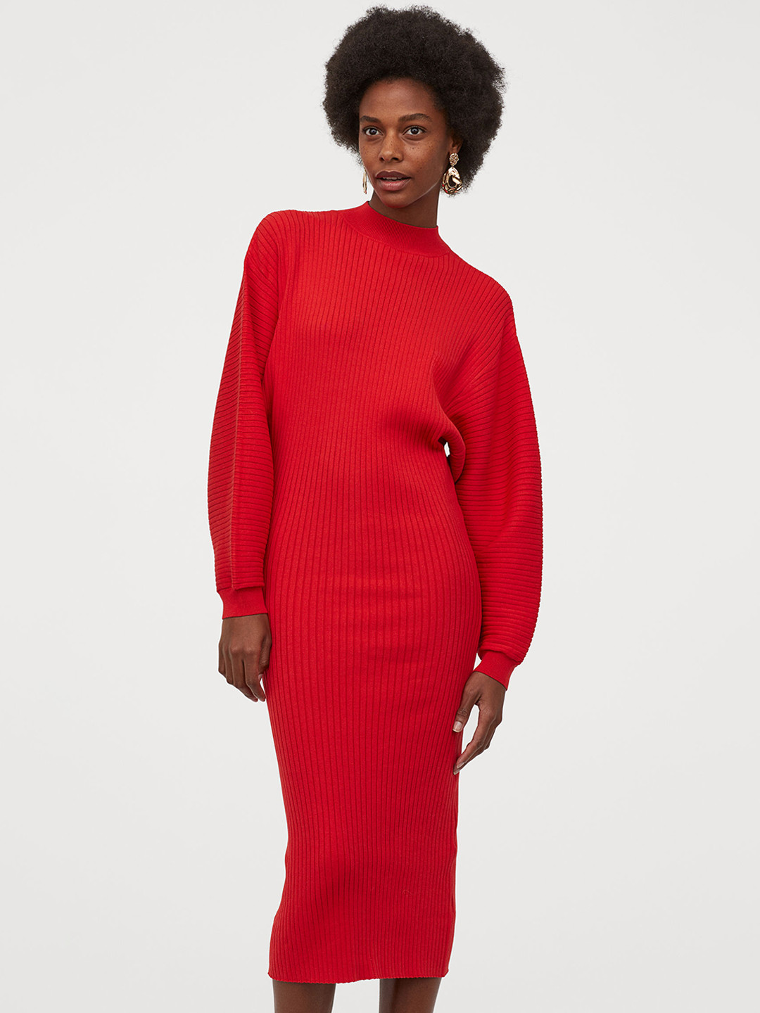 Buy H&M Women Red Solid Rib Knit Dress - Dresses for Women 11060726 ...