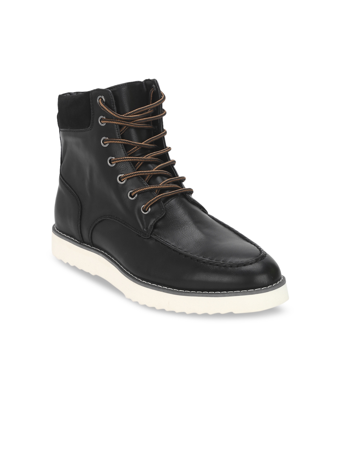 Buy Truffle Collection Men Black Flat Boots - Casual Shoes for Men ...