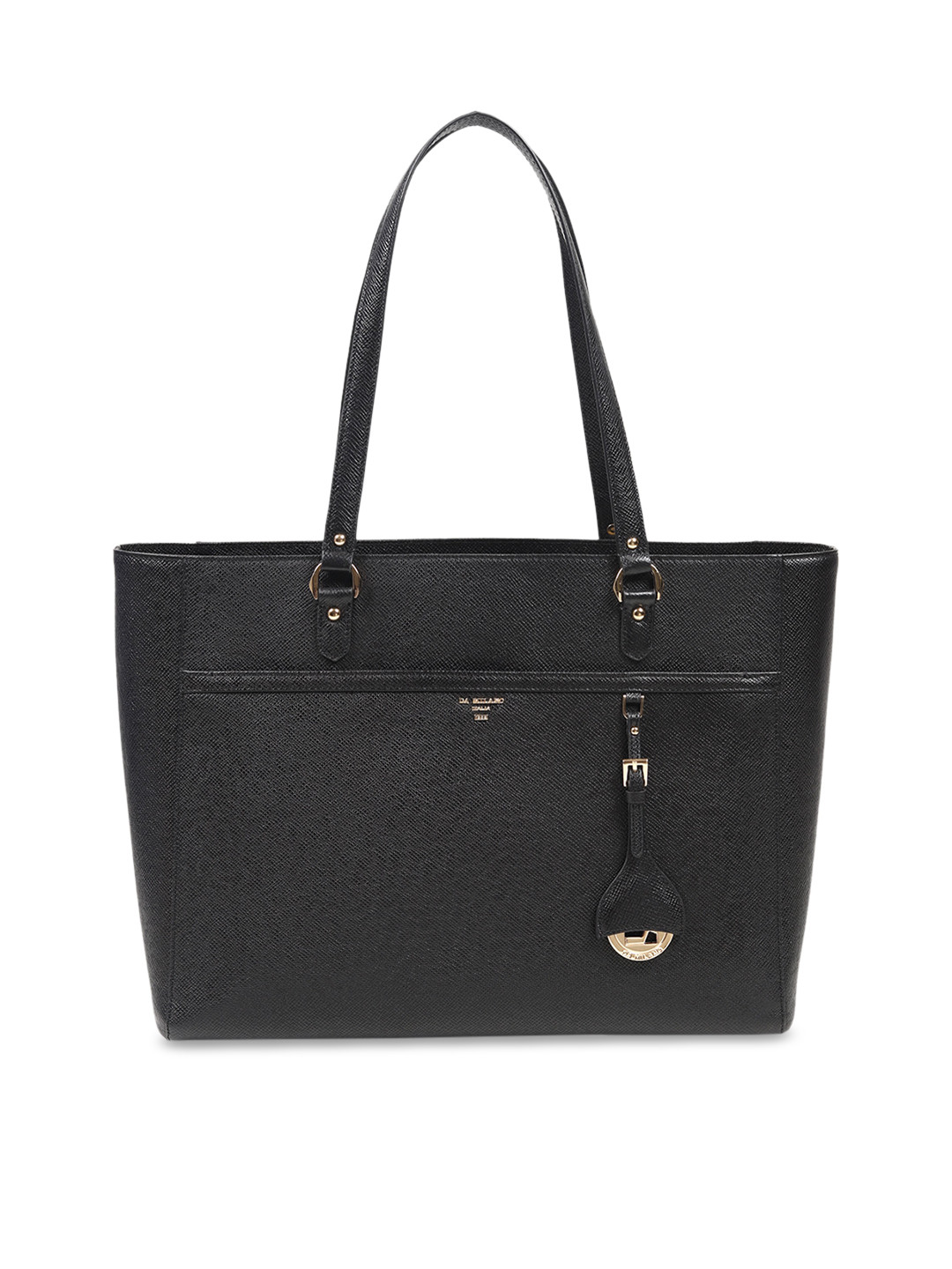 Buy Da Milano Black Solid Handheld Leather Bag - Handbags for Women ...