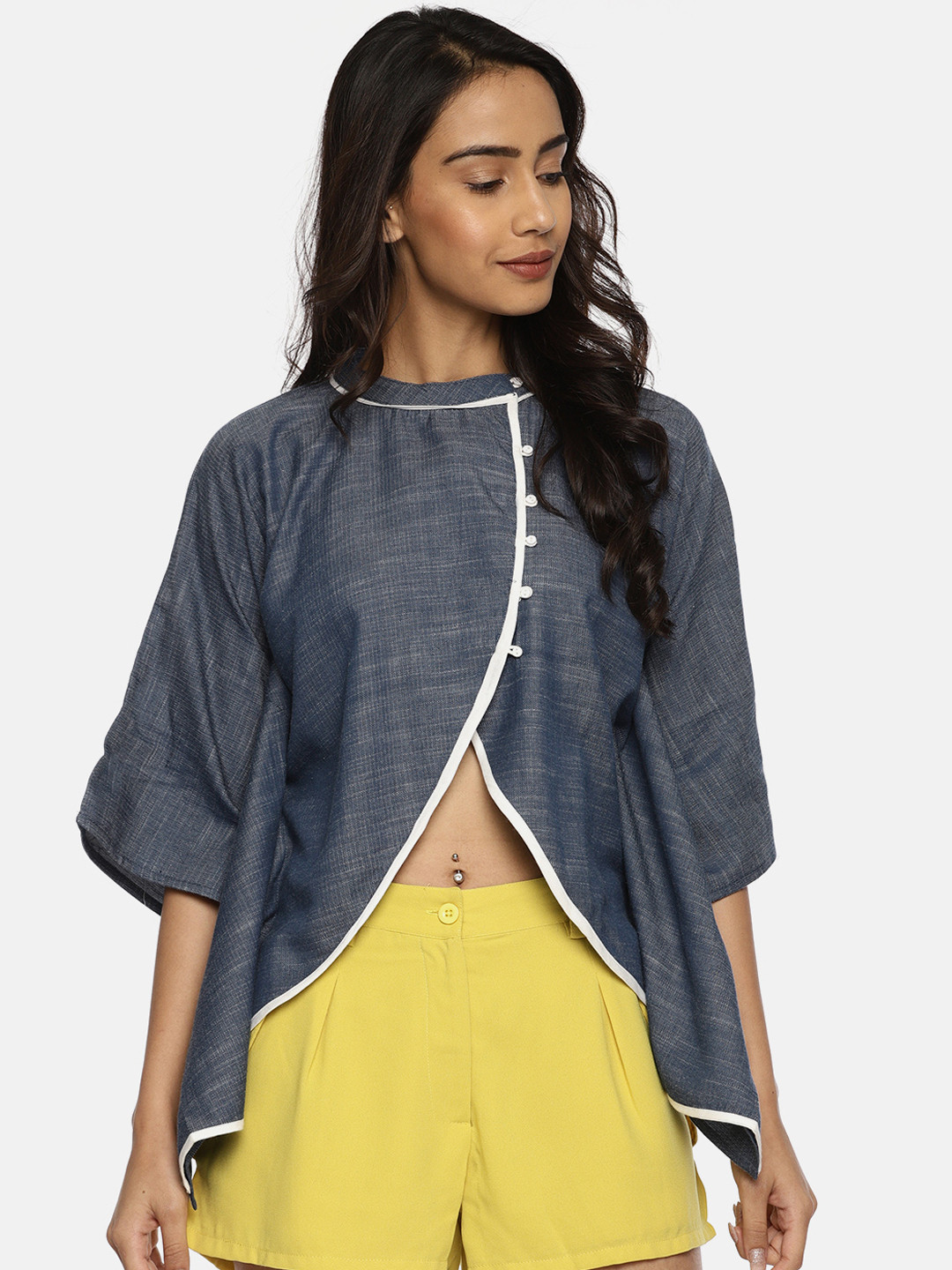 Buy The Kaftan Company Women Blue Solid Kaftan Top - Tops for Women ...