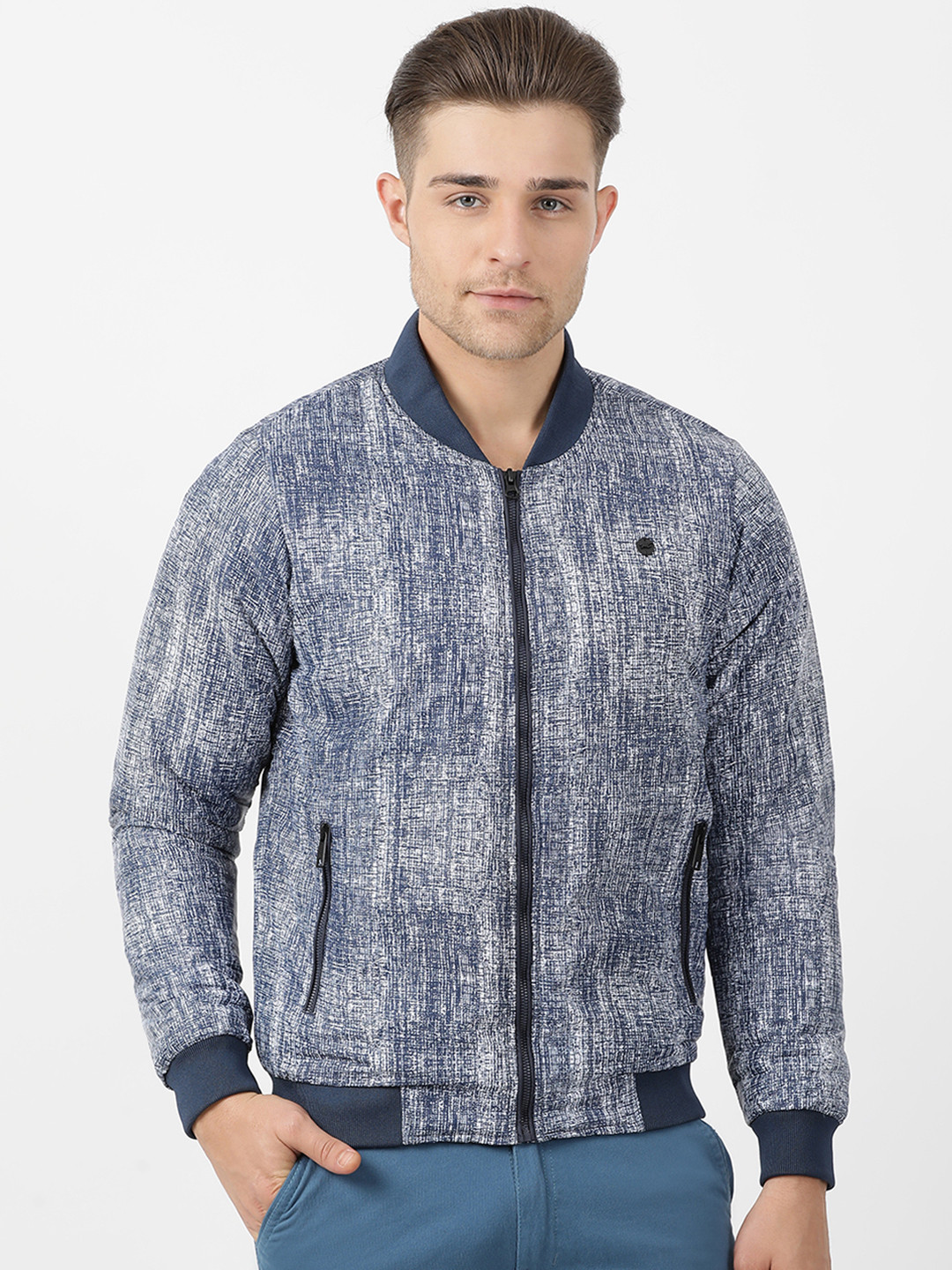 Buy Monte Carlo Men Blue Printed Bomber Jacket - Jackets for Men ...