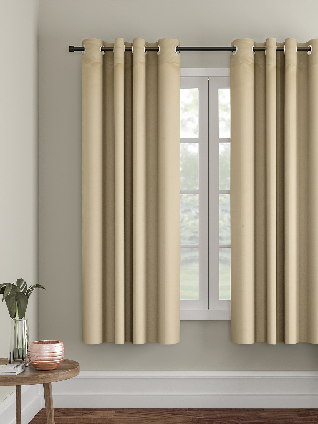 Buy Eyda Beige Solid Single Room Darkening Window Curtain - Curtains ...