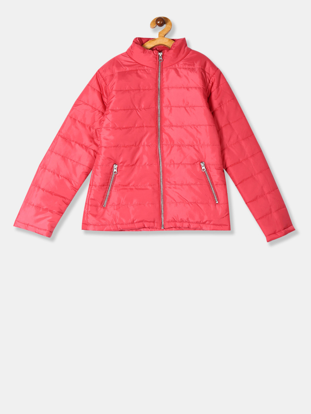 Buy Cherokee Girls Coral Pink Solid Puffer Jacket - Jackets for Girls ...