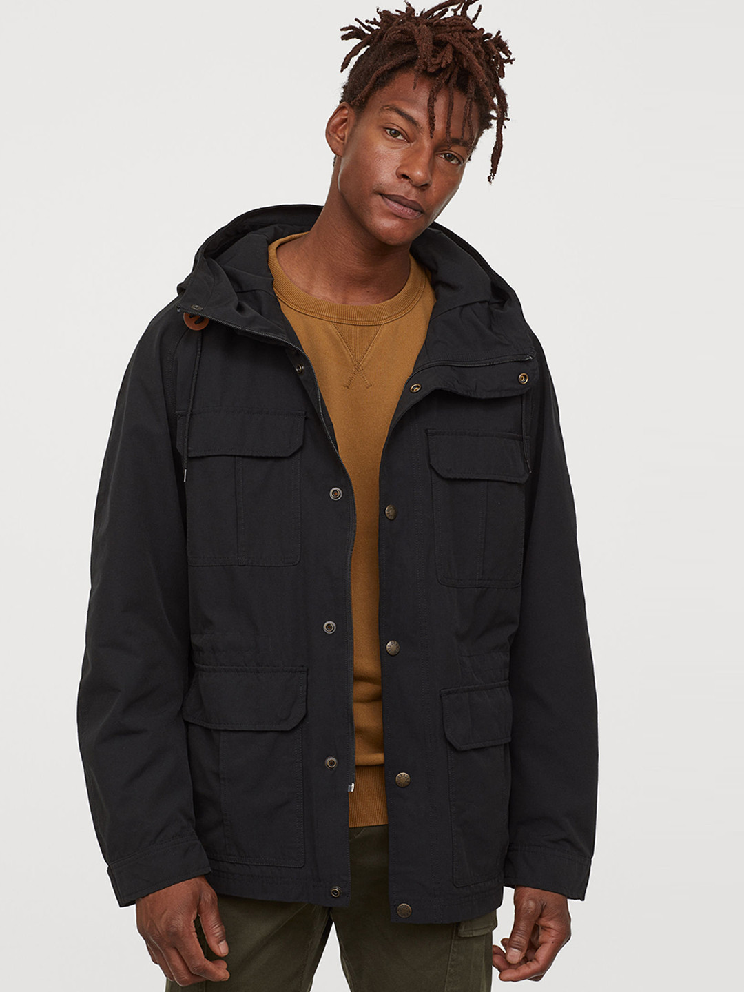 Buy H&M Black Hooded Jacket - Jackets for Men 10911482 | Myntra