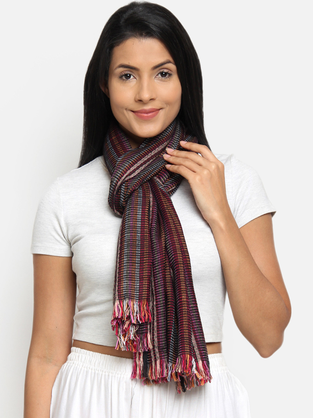 Buy Anekaant Women Multicoloured Checked Stole - Stoles for Women ...