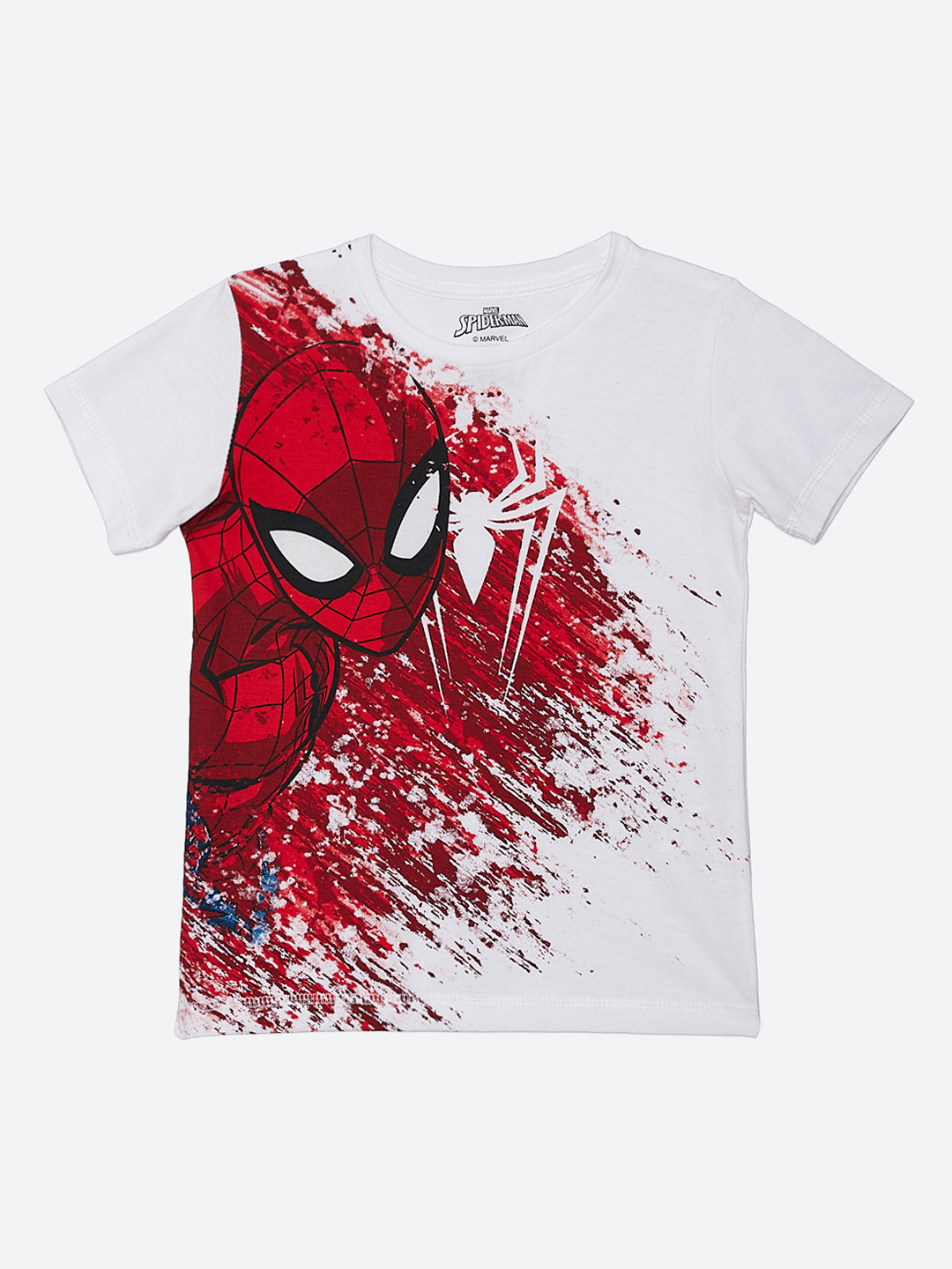 Buy Spider Man Boys White Printed Spiderman Round Neck T Shirt ...