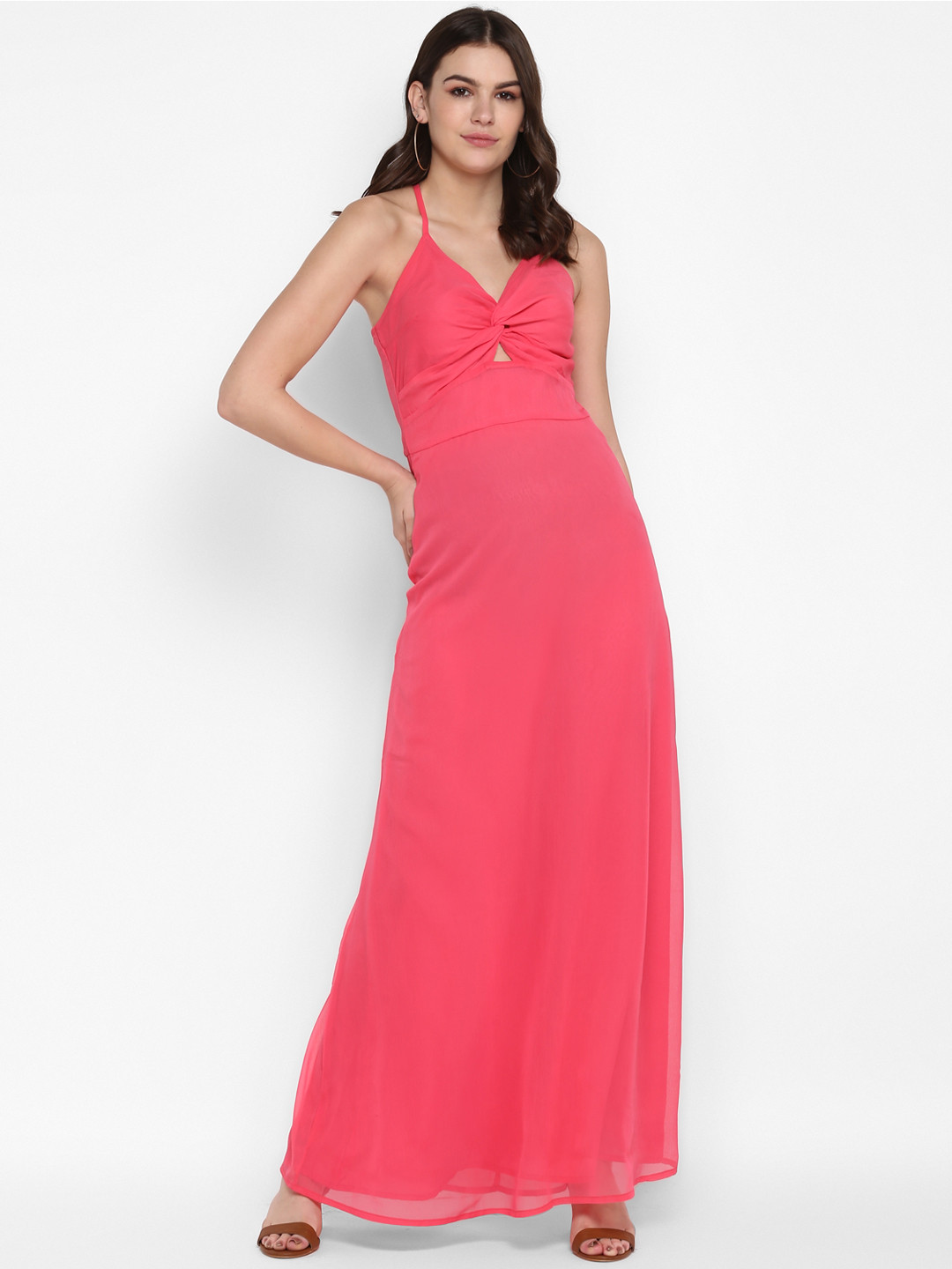 Buy MIAMINX Women Pink Solid Maxi Dress - Dresses for Women 10942438 ...