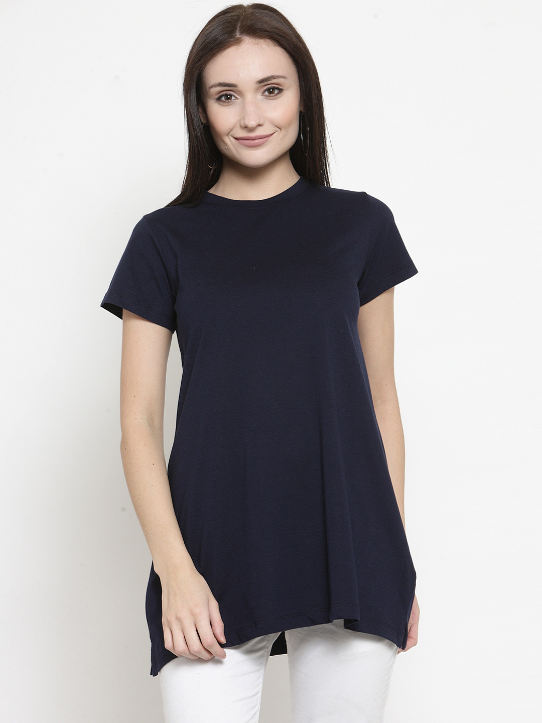 Buy Kalt Women Navy Blue Solid Tunic - Tunics for Women 10940350 | Myntra
