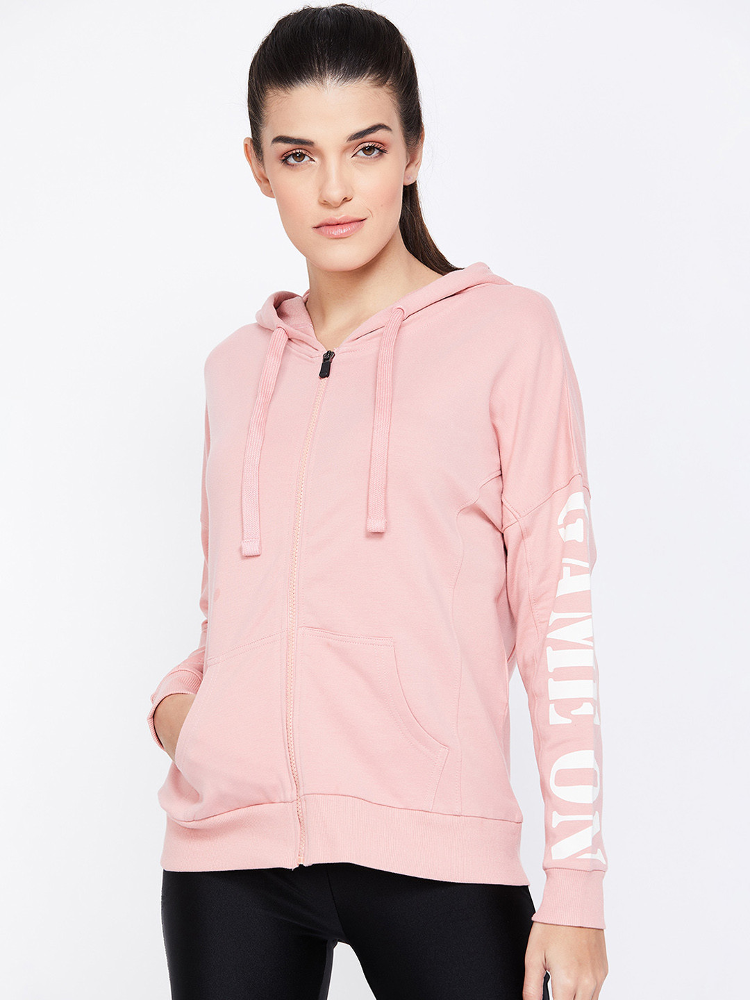 Buy Kappa Women Pink Solid Hooded Sweatshirt - Sweatshirts for Women ...