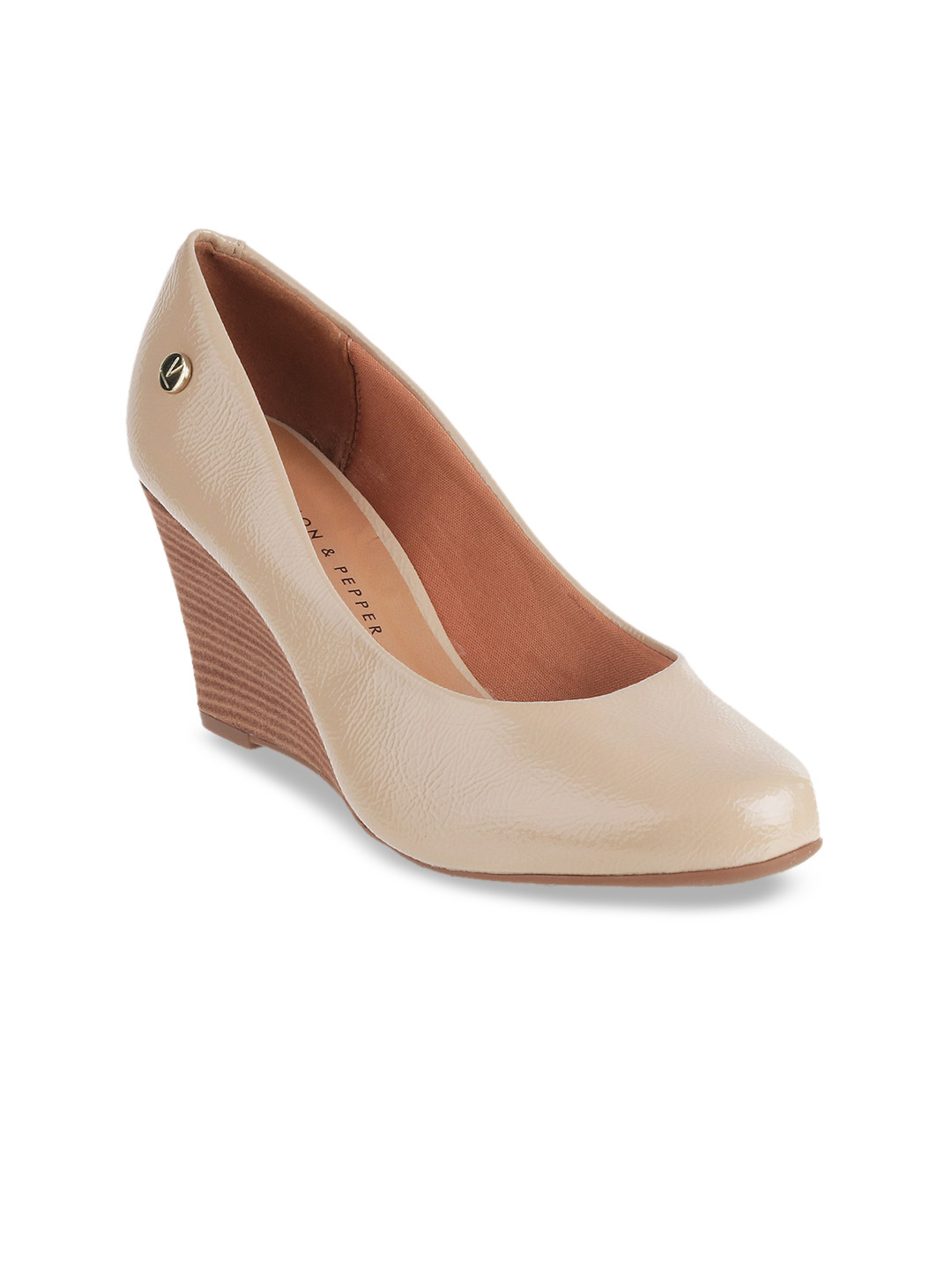 Buy LEMON & PEPPER Women Beige Solid Pumps - Heels for Women 11140612 ...