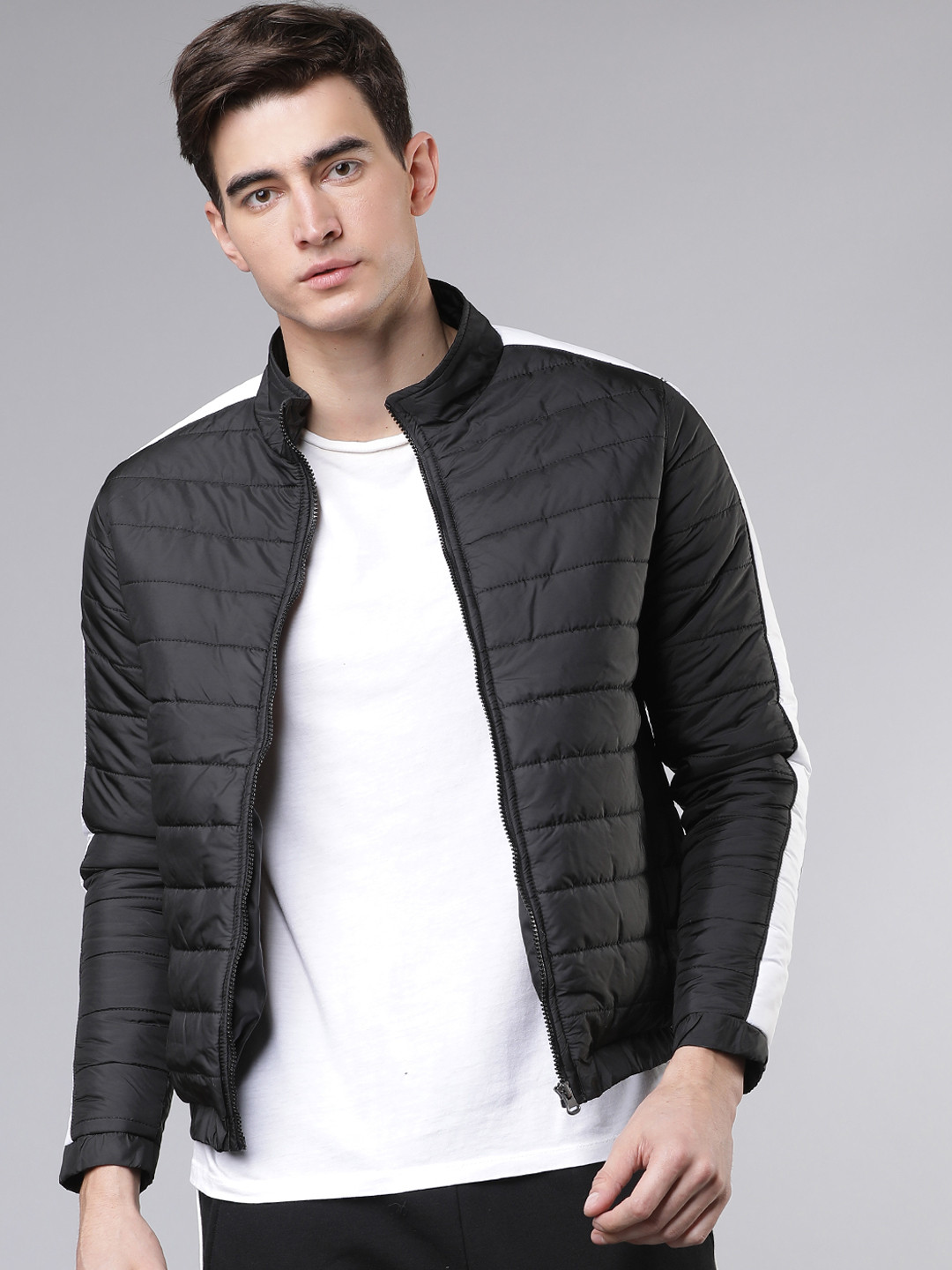 Buy HIGHLANDER Men Black Colourblocked Padded Jacket - Jackets for Men ...