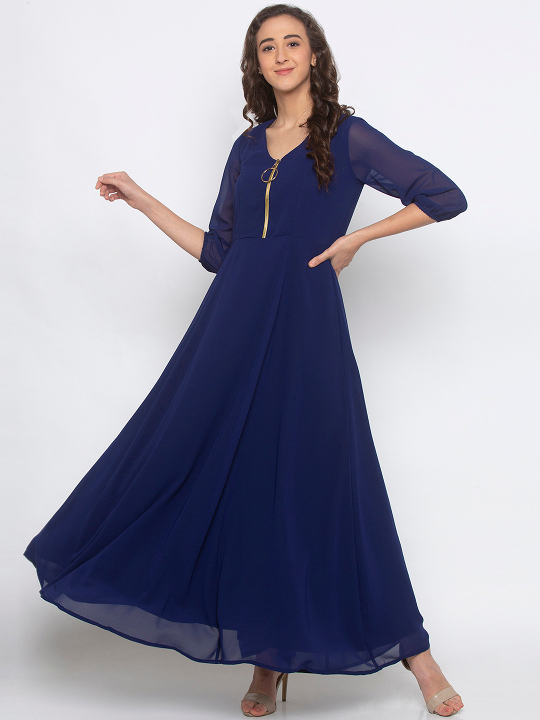 Buy Iti Women Navy Blue Solid Maxi Dress - Dresses for Women 11147918 ...