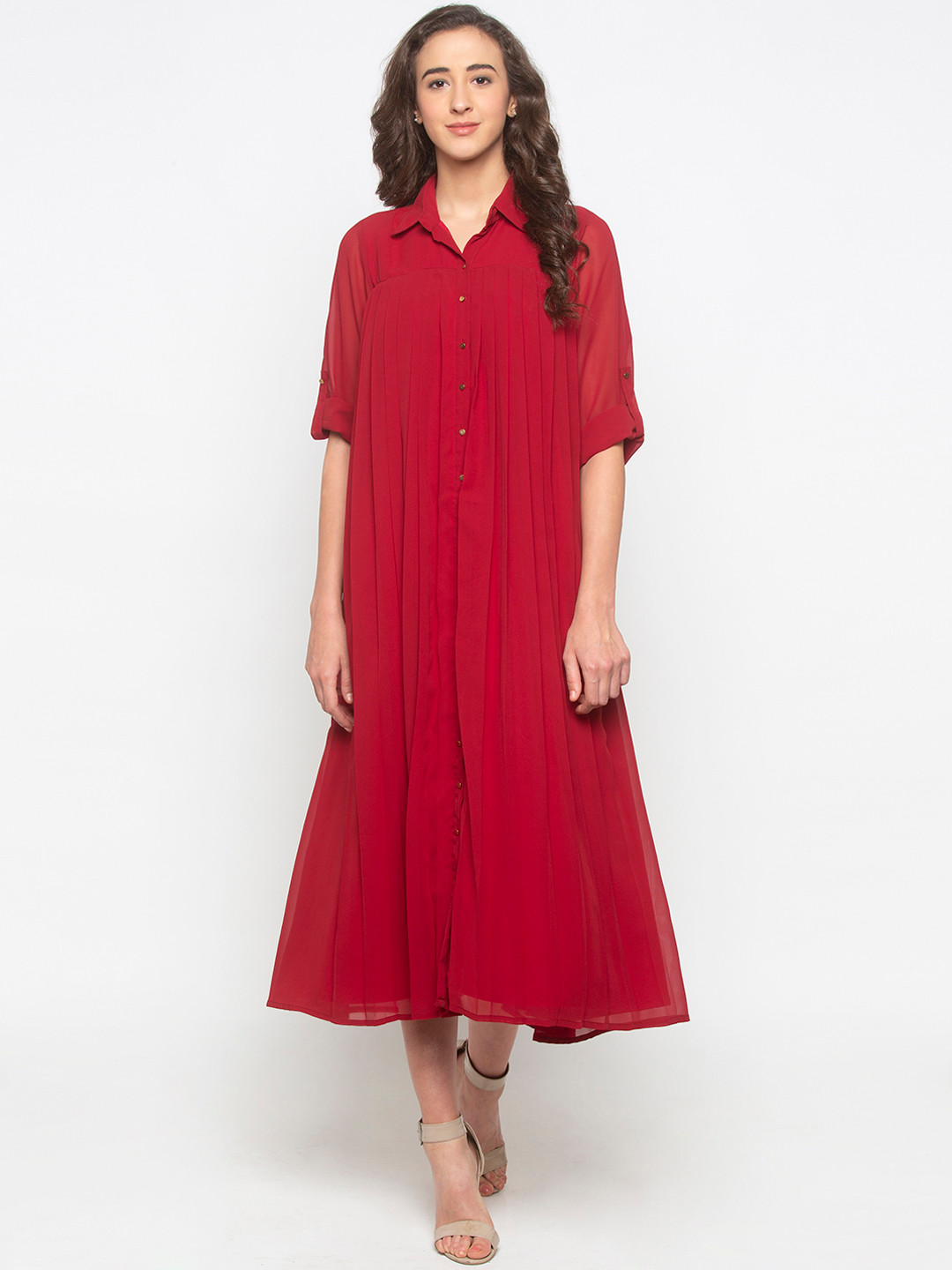 Buy Iti Women Maroon Solid Shirt Dress - Dresses for Women 11146364 ...