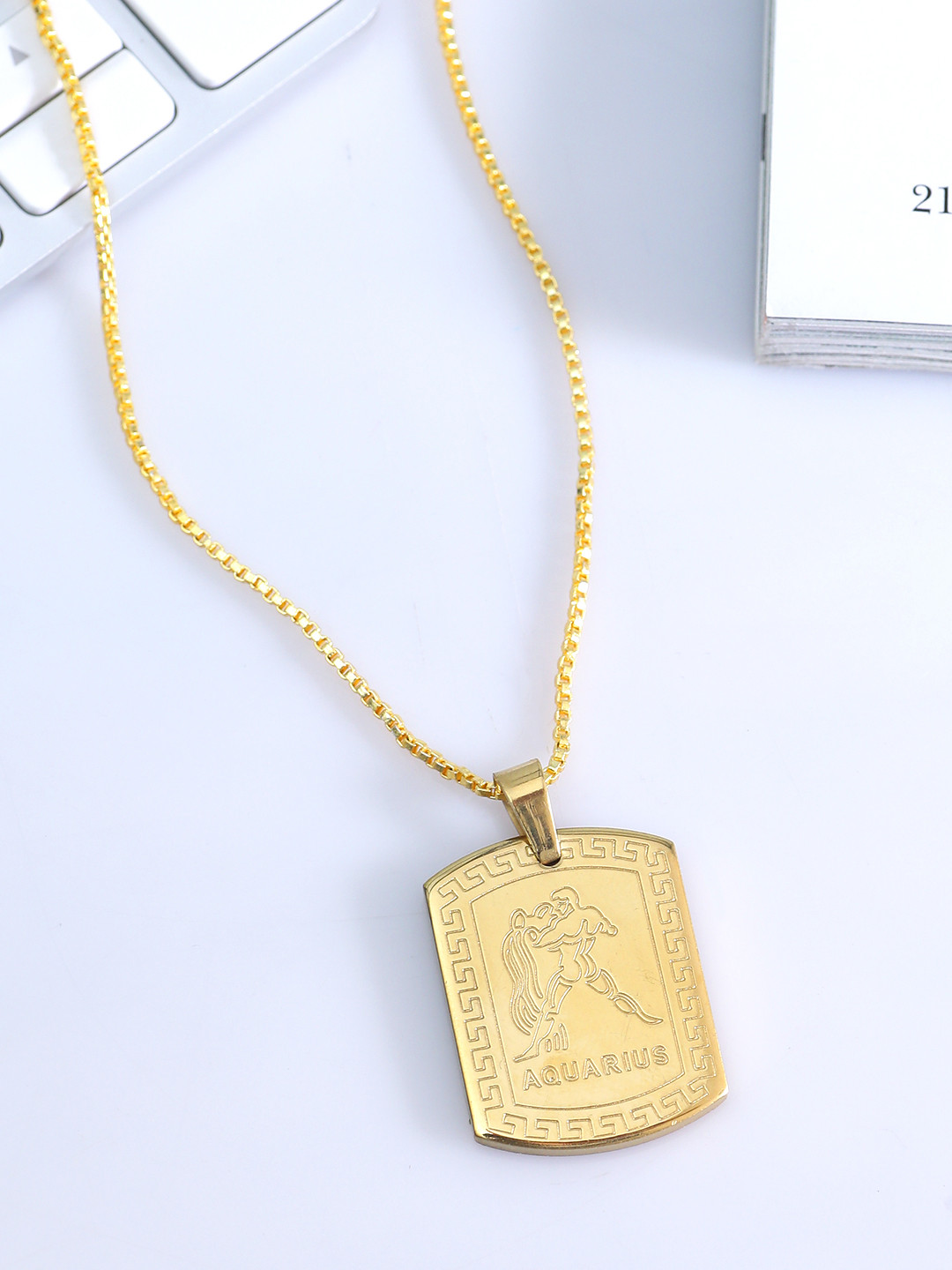 Buy Dare By Voylla Men Gold Plated Rashi Signs Aquarius Zodiac ...