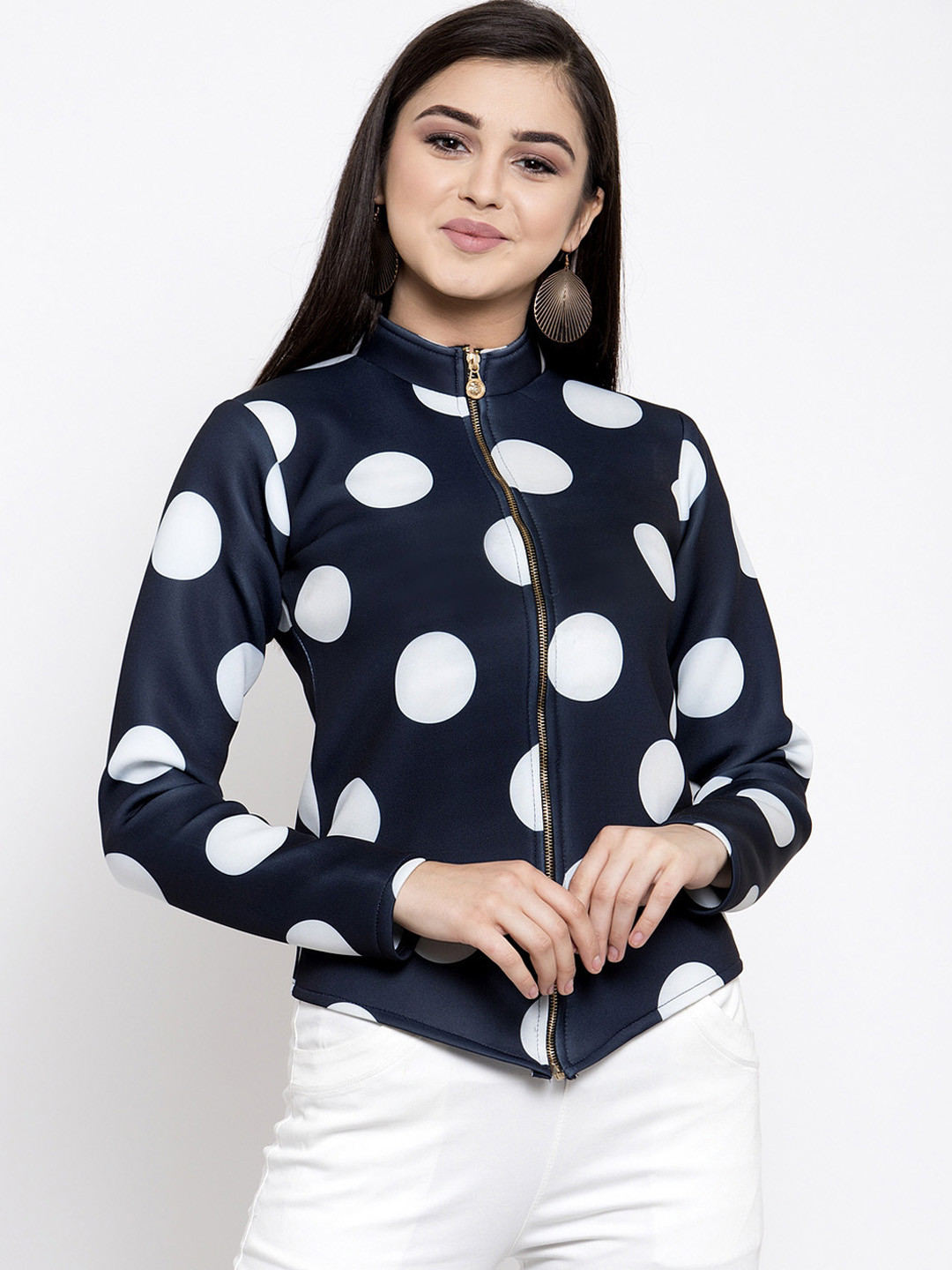 Buy Purple Feather Women Navy Blue Printed Tailored Jacket - Jackets ...