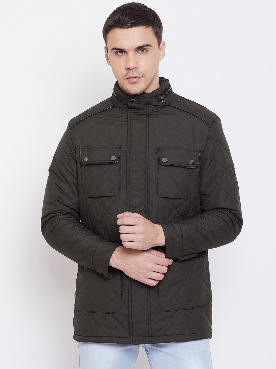 Buy METTLE Men Olive Green Solid Puffer Jacket - Jackets for Men 11153732 | Myntra