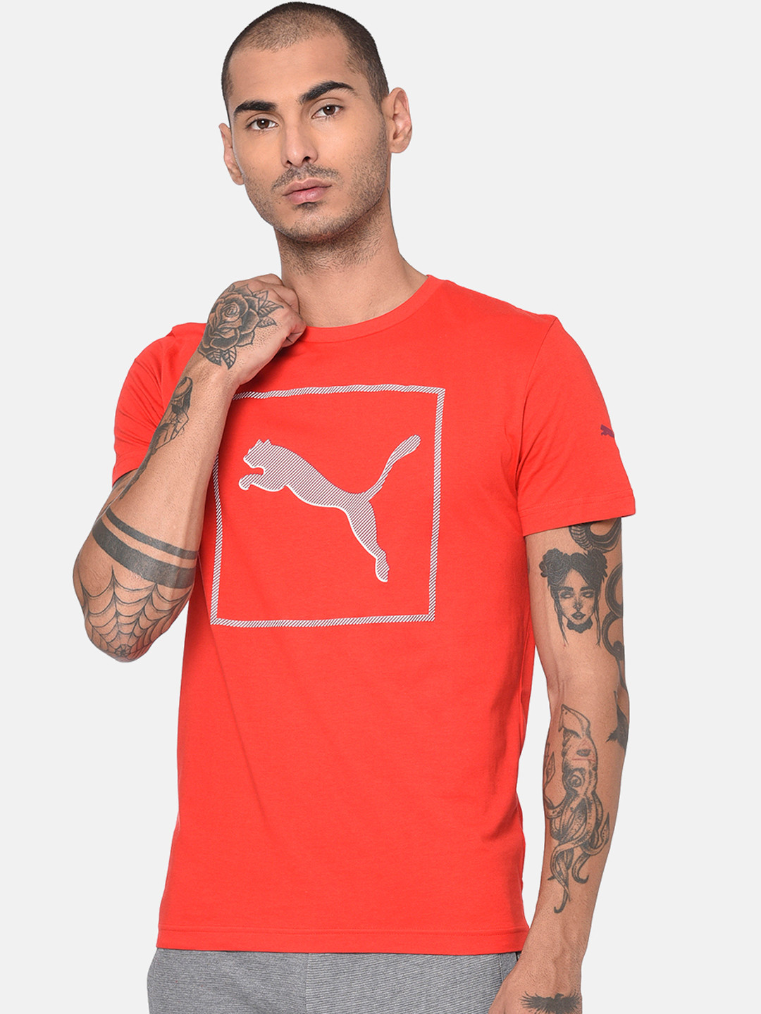 Buy Puma Men Red Printed Round Neck T Shirt - Tshirts for Men 11161416 ...