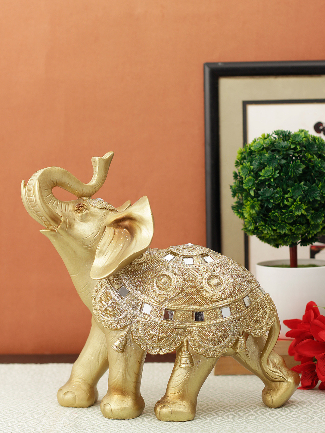 Buy Aesthetic Home Solutions Mirror Work Elephant Showpiece ...