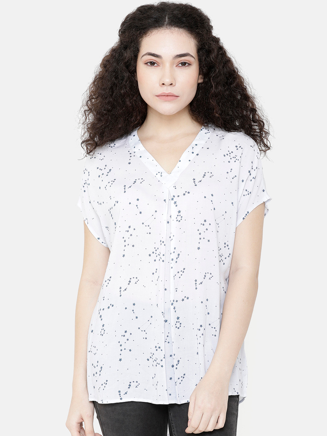 Buy Double Two Women White Printed A Line Top - Tops for Women 11163190 ...