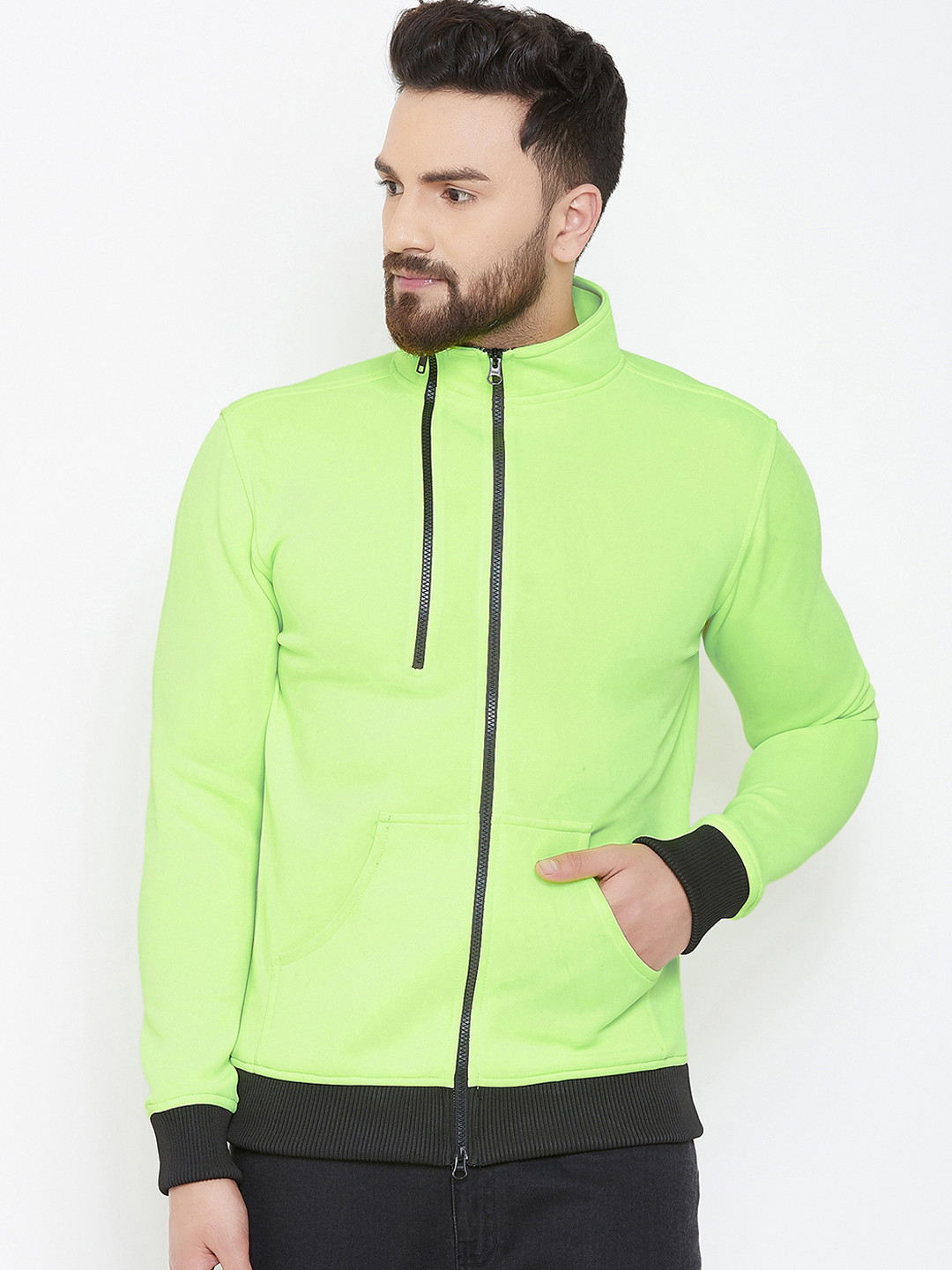 Buy FUGAZEE Men Fluorescent Green Solid Bomber - Jackets for Men ...