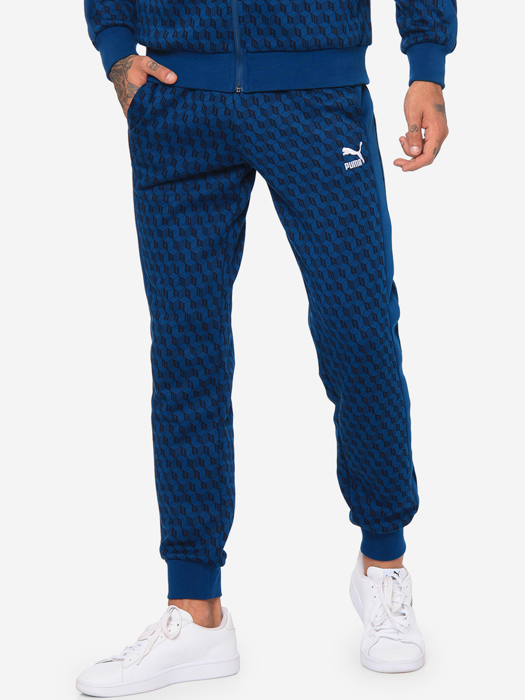 Buy Puma Men Navy Blue Luxe Pack AOP Printed Joggers - Track Pants for ...