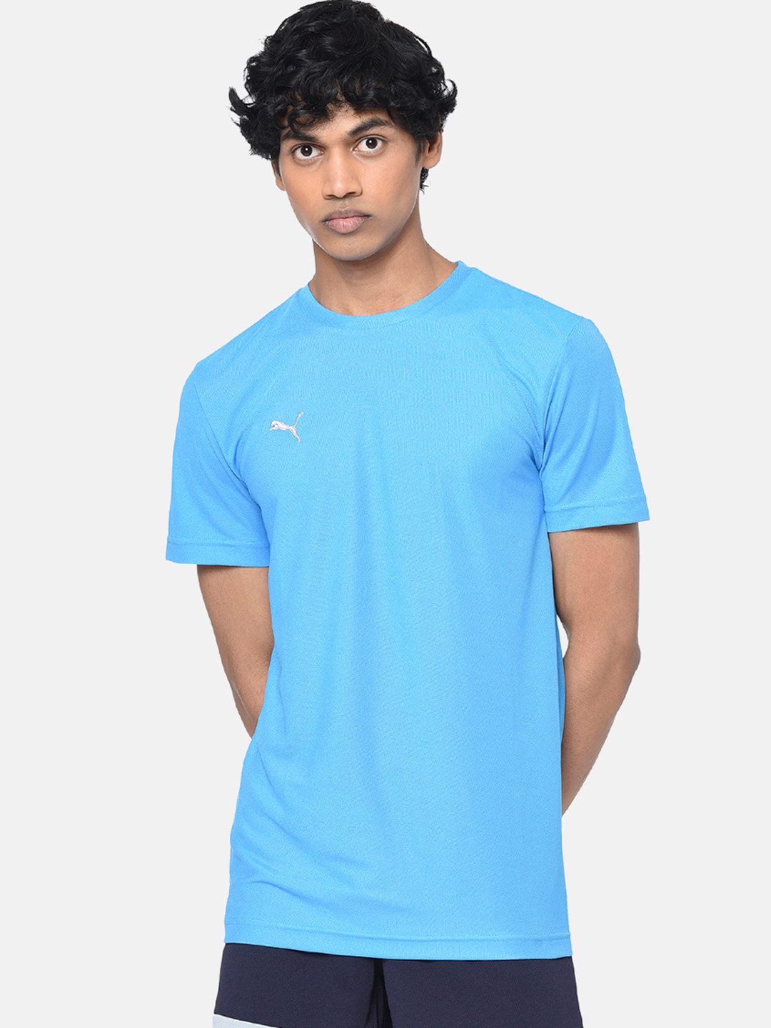 Buy Puma Men Blue Solid Round Neck Training T Shirt - Tshirts for Men ...