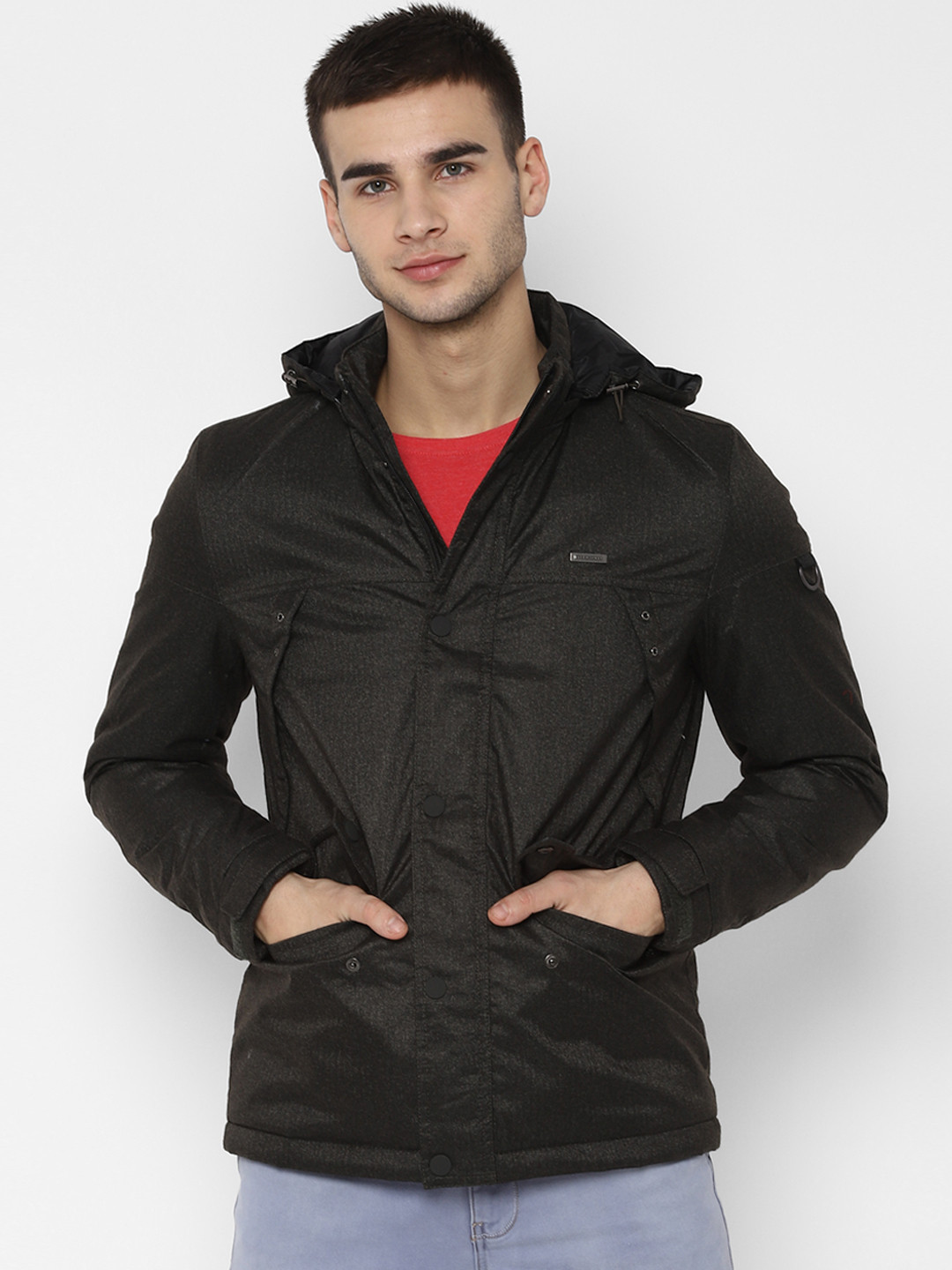 Buy Allen Solly Men Black Solid Padded Jacket - Jackets for Men ...