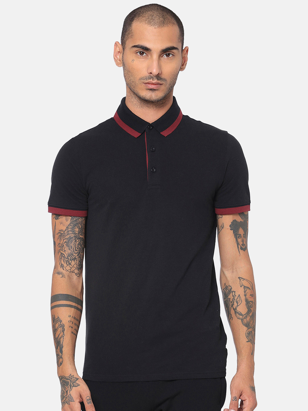 Buy Puma Men Black Solid ESS Pique Tipping Polo Cotton T Shirt - Tshirts for Men 11200526 | Myntra