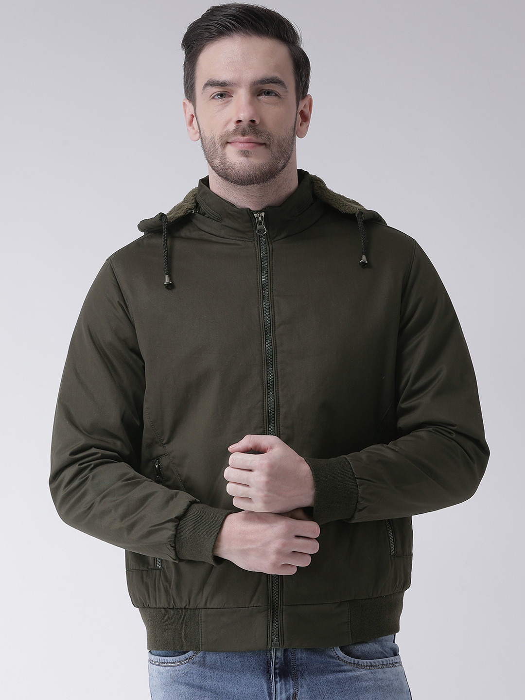 Buy COBB Men Olive Green Solid Puffer Jacket - Jackets for Men 11204314 | Myntra