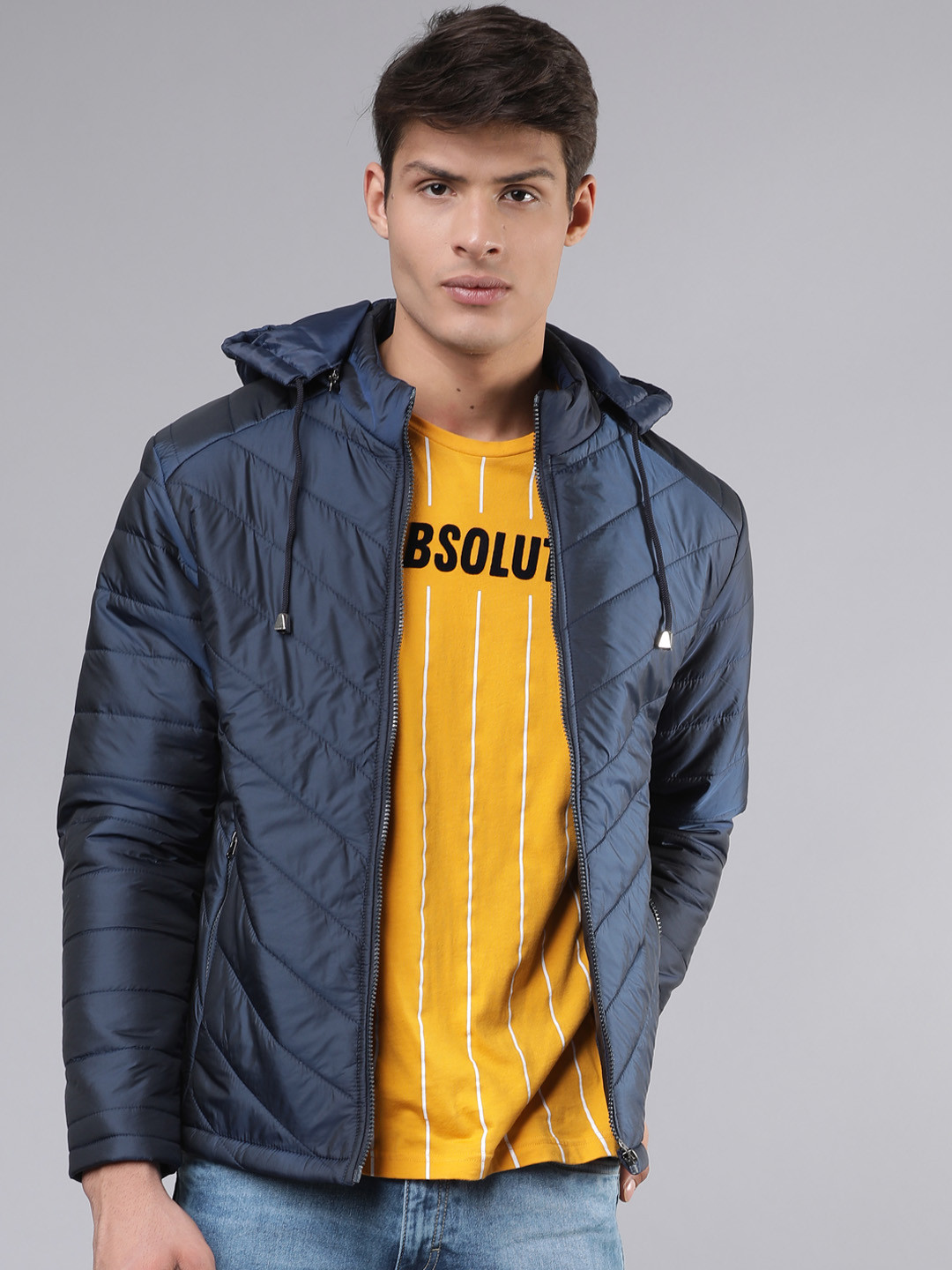 Buy LOCOMOTIVE Men Solid Padded Jacket - Jackets for Men 11108912 | Myntra