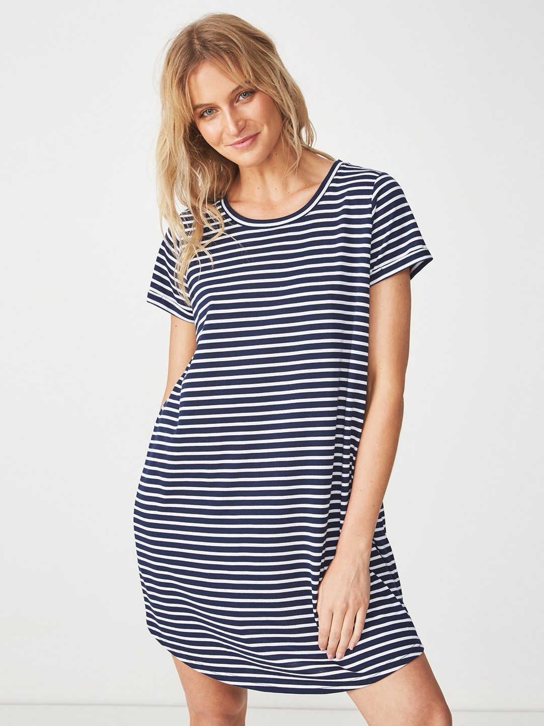 Buy COTTON ON Women White Striped T Shirt Dress - Dresses for Women ...