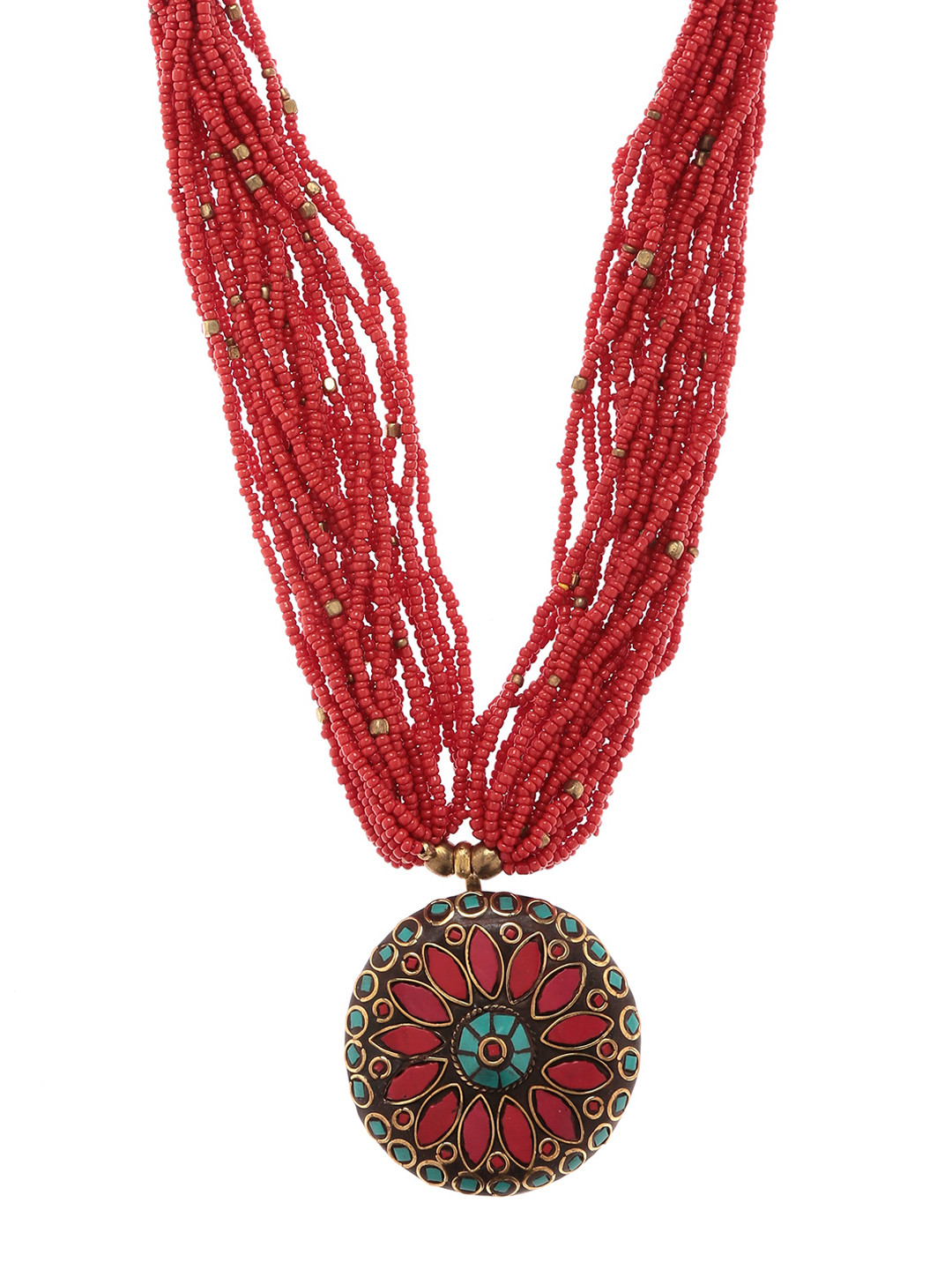 Buy Bamboo Tree Jewels Red Metal Handcrafted Necklace - Necklace And ...