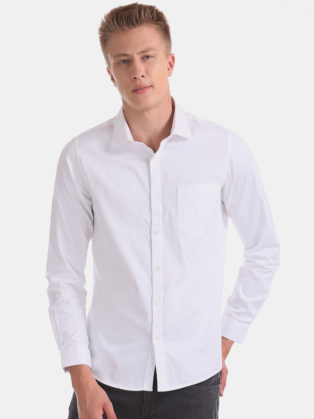 Buy Excalibur Men White Slim Fit Solid Casual Shirt - Shirts for Men ...
