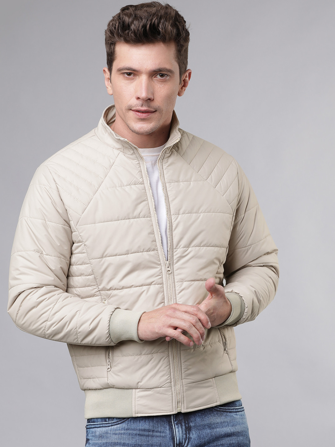 Buy HIGHLANDER Men Beige Solid Puffer Jacket - Jackets for Men 11221310 ...