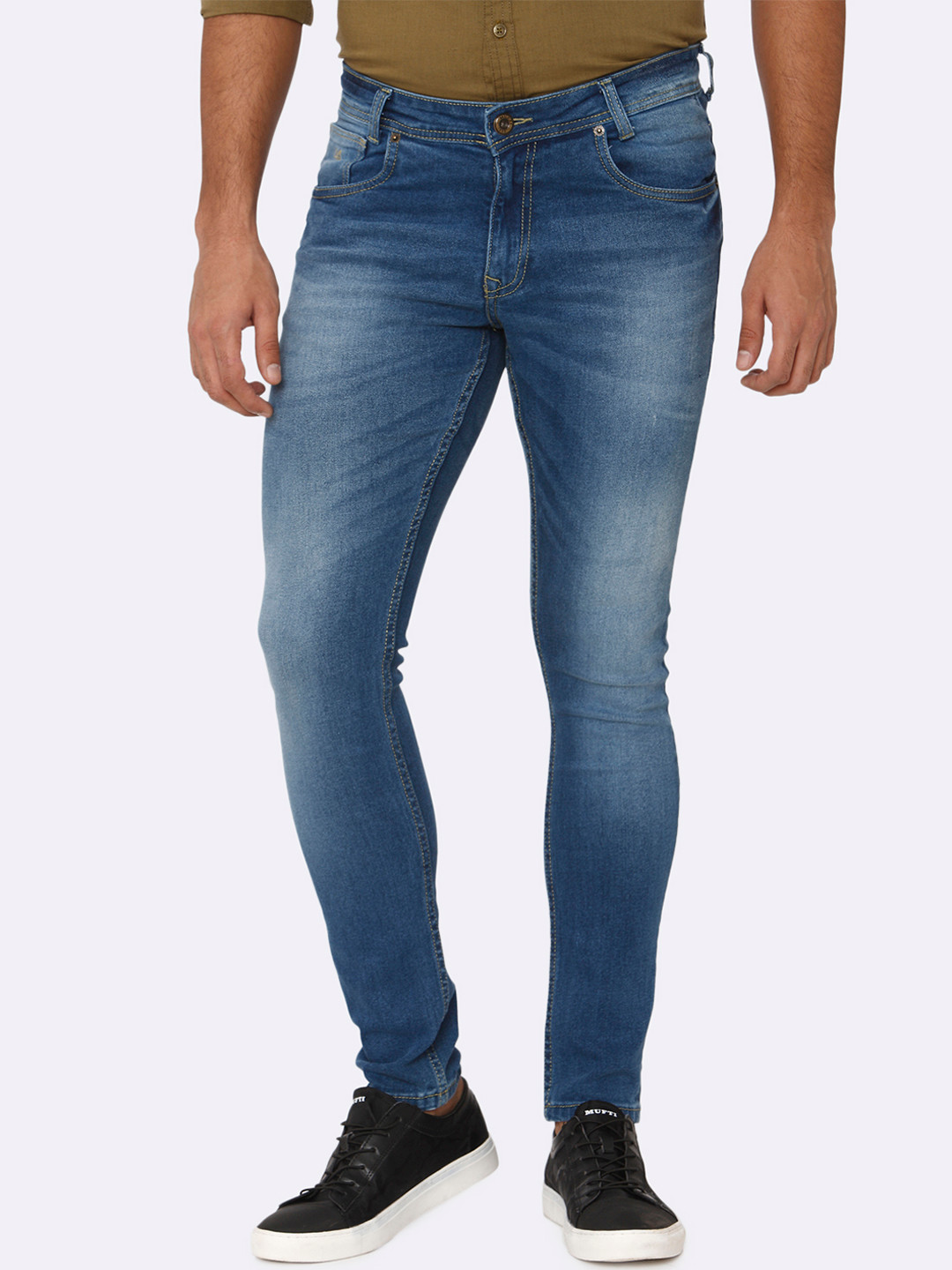 Buy Mufti Men Blue Skinny Fit Mid Rise Clean Look Stretchable Jeans ...