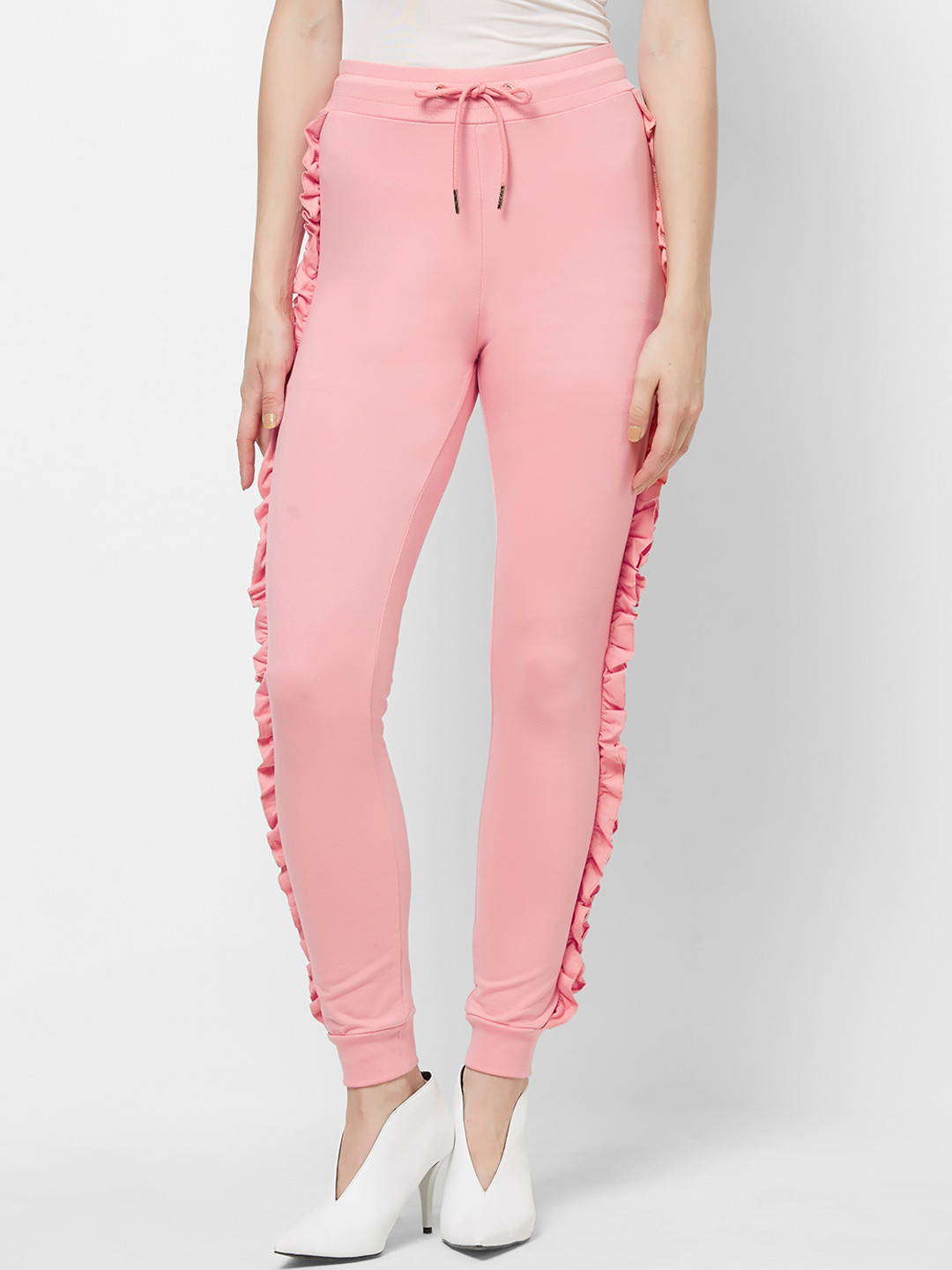 Buy Bebe Women Pink Regular Fit Solid Joggers - Trousers for Women ...