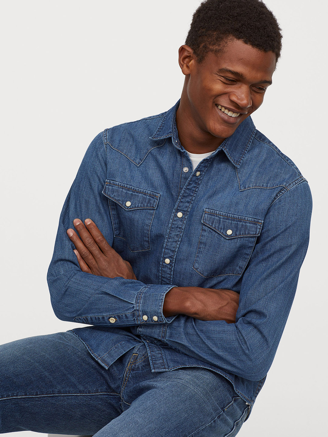 Buy H&M Men Blue Denim Shirt Regular Fit - Shirts for Men 11116036 | Myntra