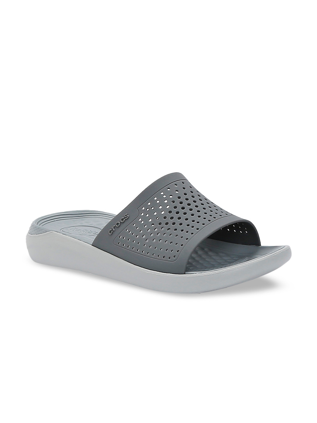 Buy Crocs Literide Unisex Grey Self Design Sliders - Flip Flops for ...