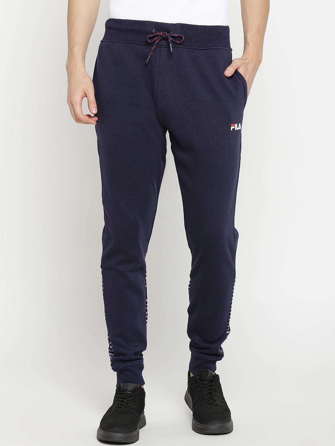 Buy FILA Men Navy Blue Solid Slim Fit Joggers - Track Pants for Men ...