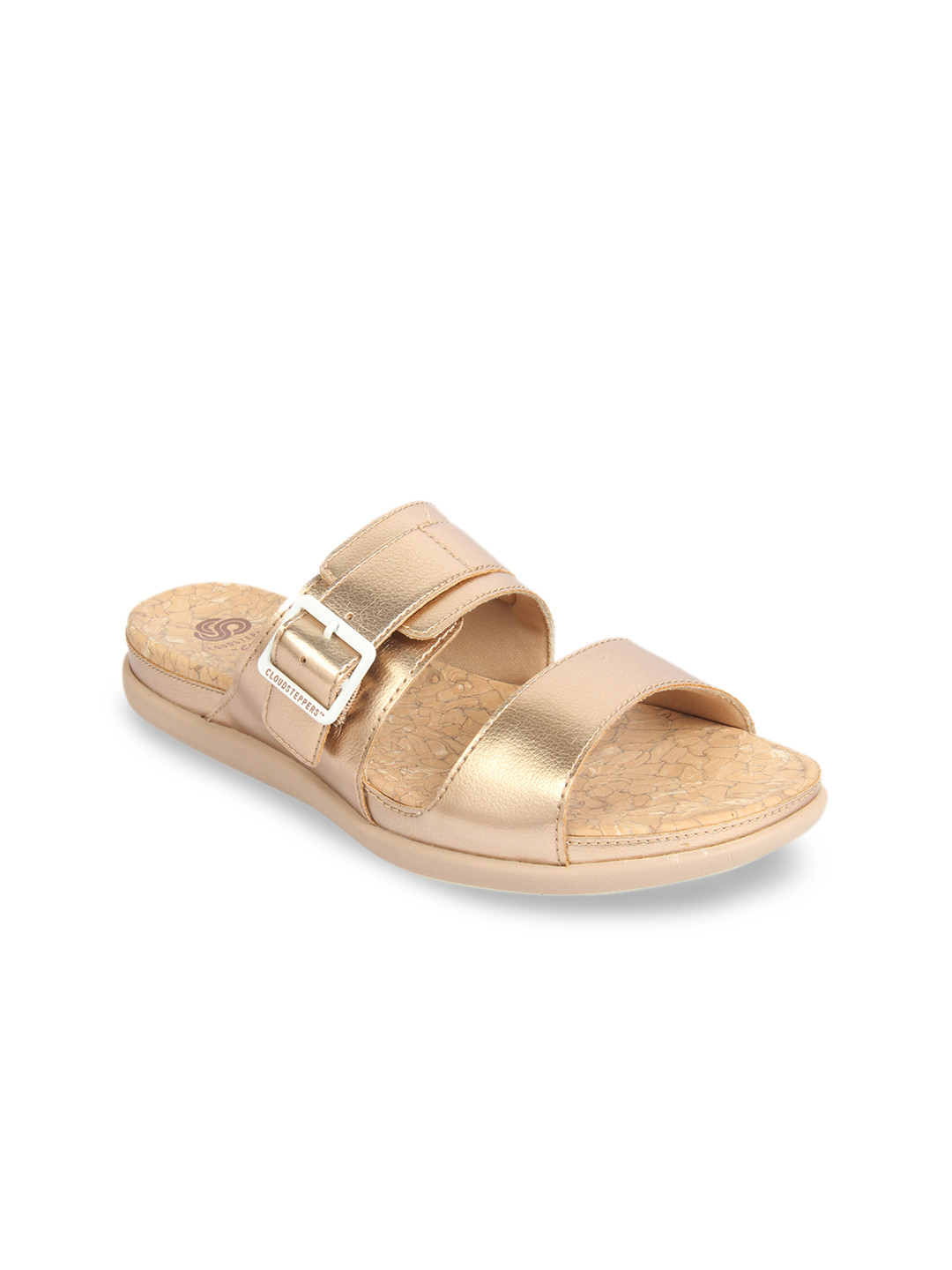 Buy Clarks Women Gold Toned Solid Sliders - Flip Flops for Women ...