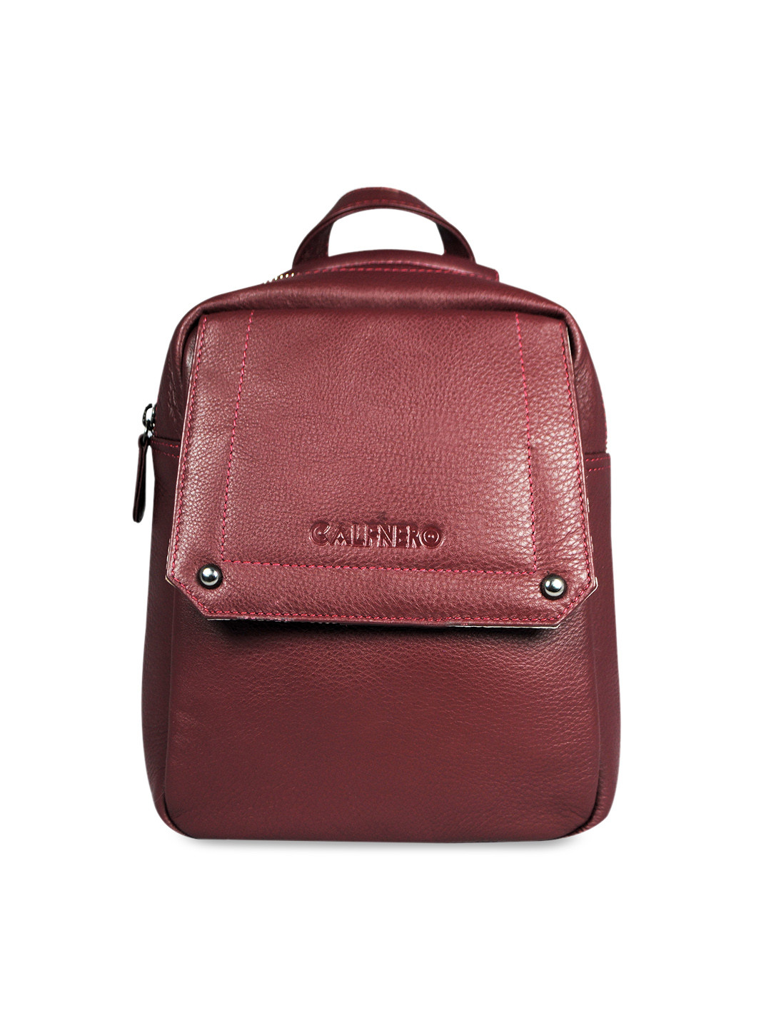 Buy CALFNERO Women Maroon Leather Solid Backpack - Backpacks for Women ...