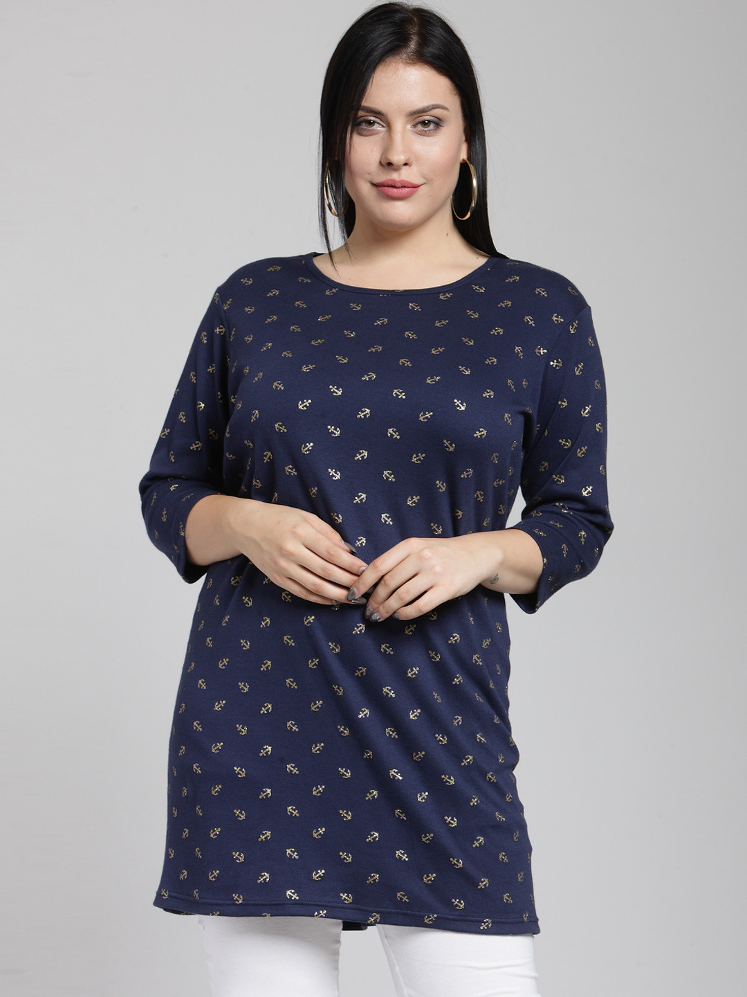 Buy PlusS Women Navy Blue Printed Top - Tops for Women 8820667 | Myntra