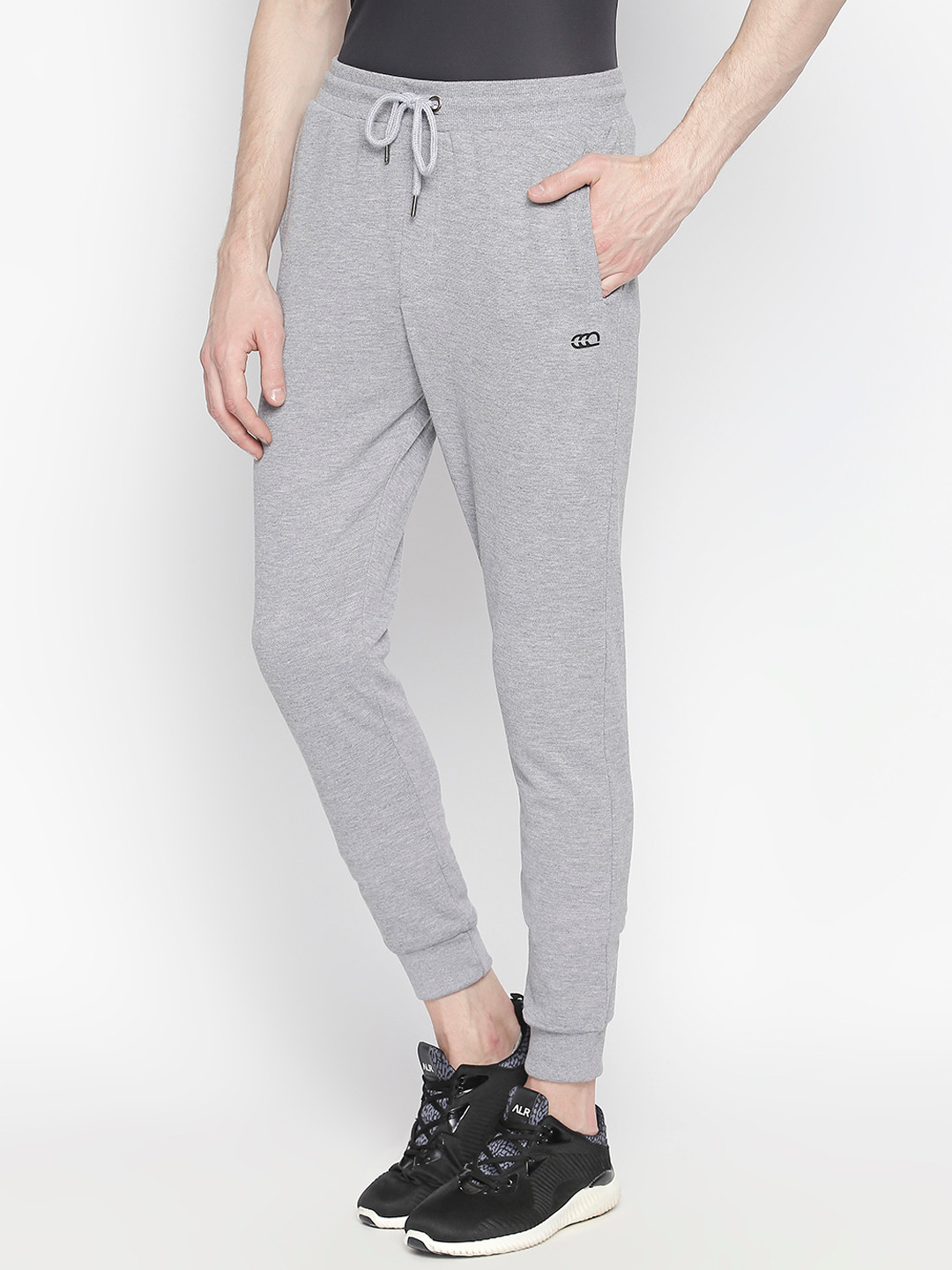 Buy Ajile By Pantaloons Men Grey Melange Solid Regular Fit Joggers ...