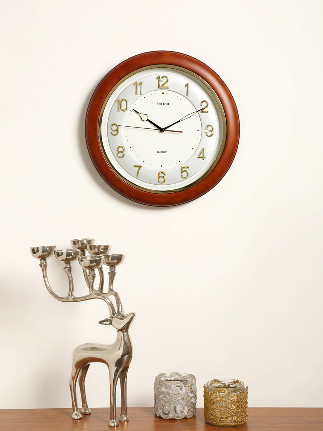 Buy Rhythm White Handcrafted Round Solid Analogue Wall Clock - Clocks ...