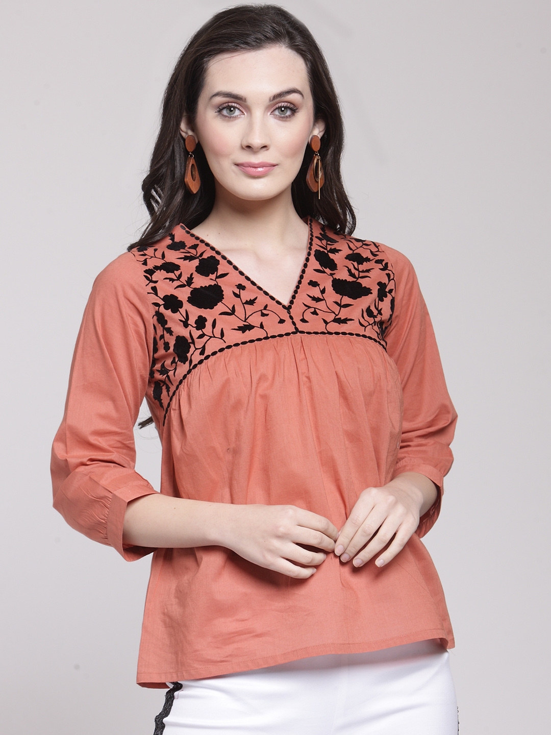 Buy Pluss Women Rust Brown Printed A Line Top Tops For Women 8715085