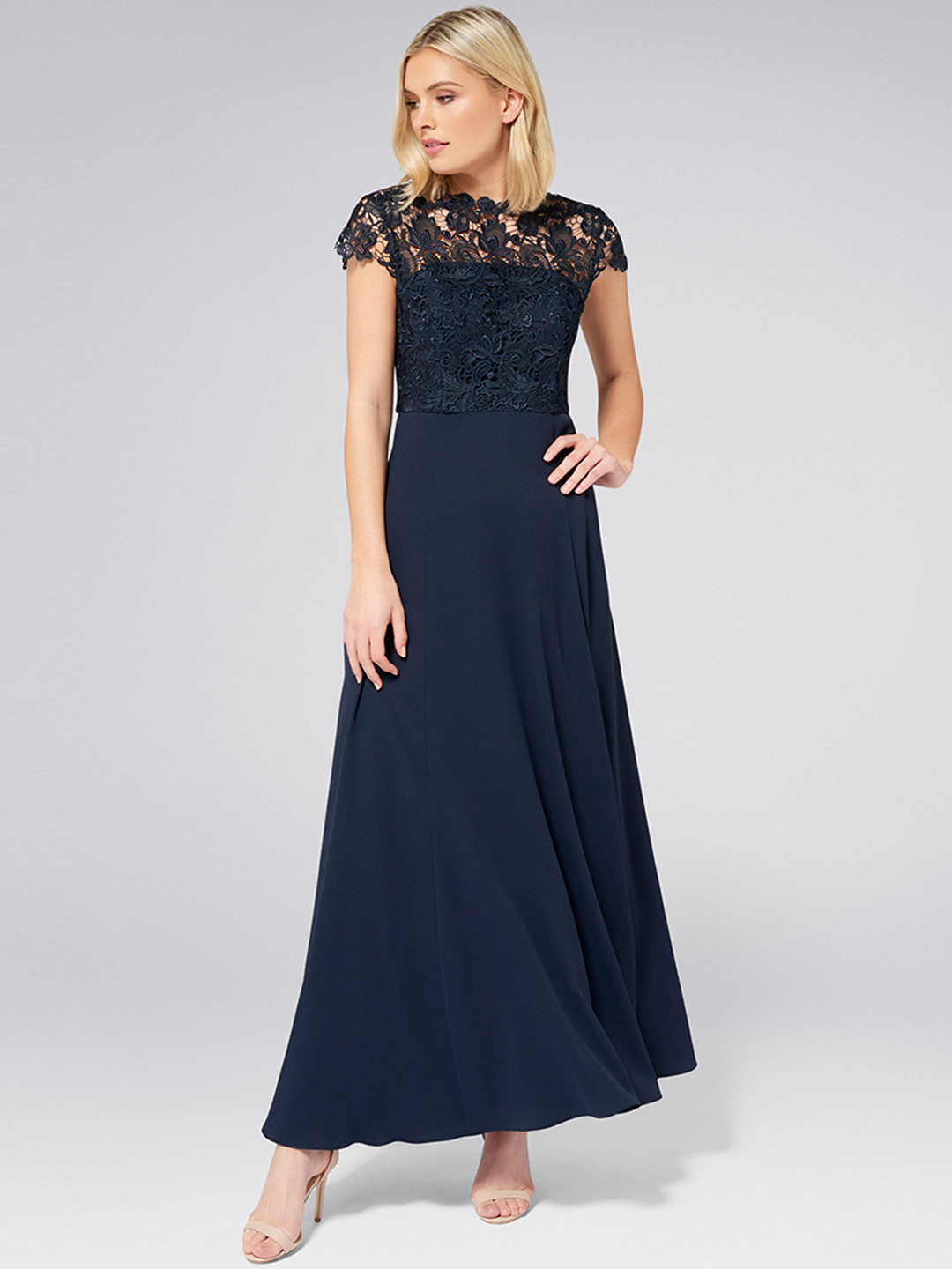 Buy Forever New Women Navy Blue Solid Maxi Dress - Dresses for Women ...