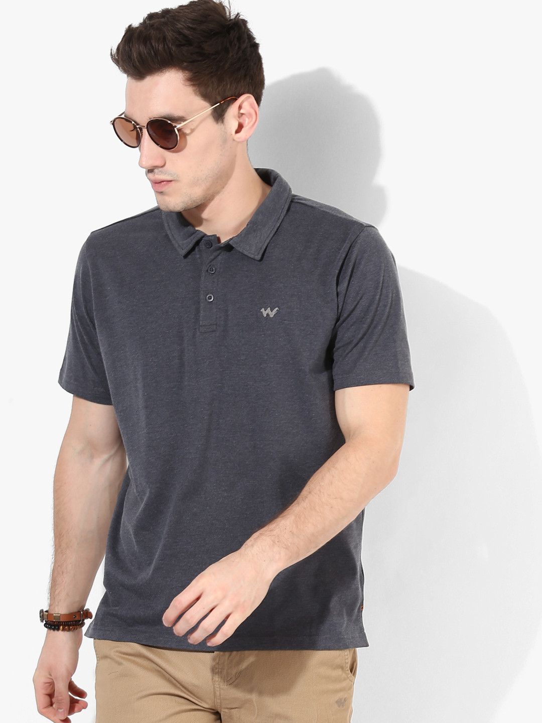 Buy Dark Grey Textured Polo T Shirt - Tshirts for Men 9027177 | Myntra