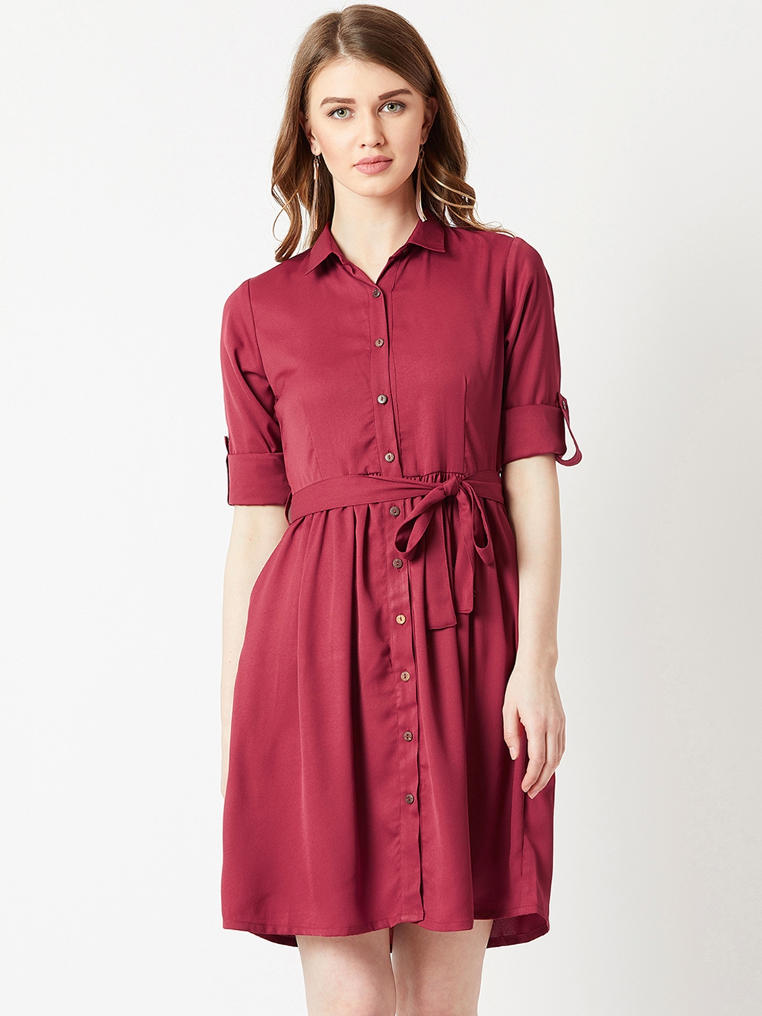 Buy Miss Chase Women Maroon Solid Shirt Dress - Dresses for Women ... Buy Miss Chase Women Maroon Solid Shirt Dress - Dresses for Women ...