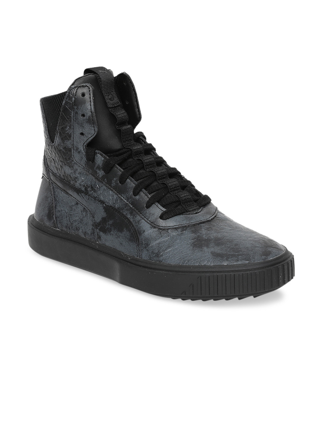 Buy Puma Men Black Breaker Mid Reptile Leather Sneakers - Casual Shoes ...